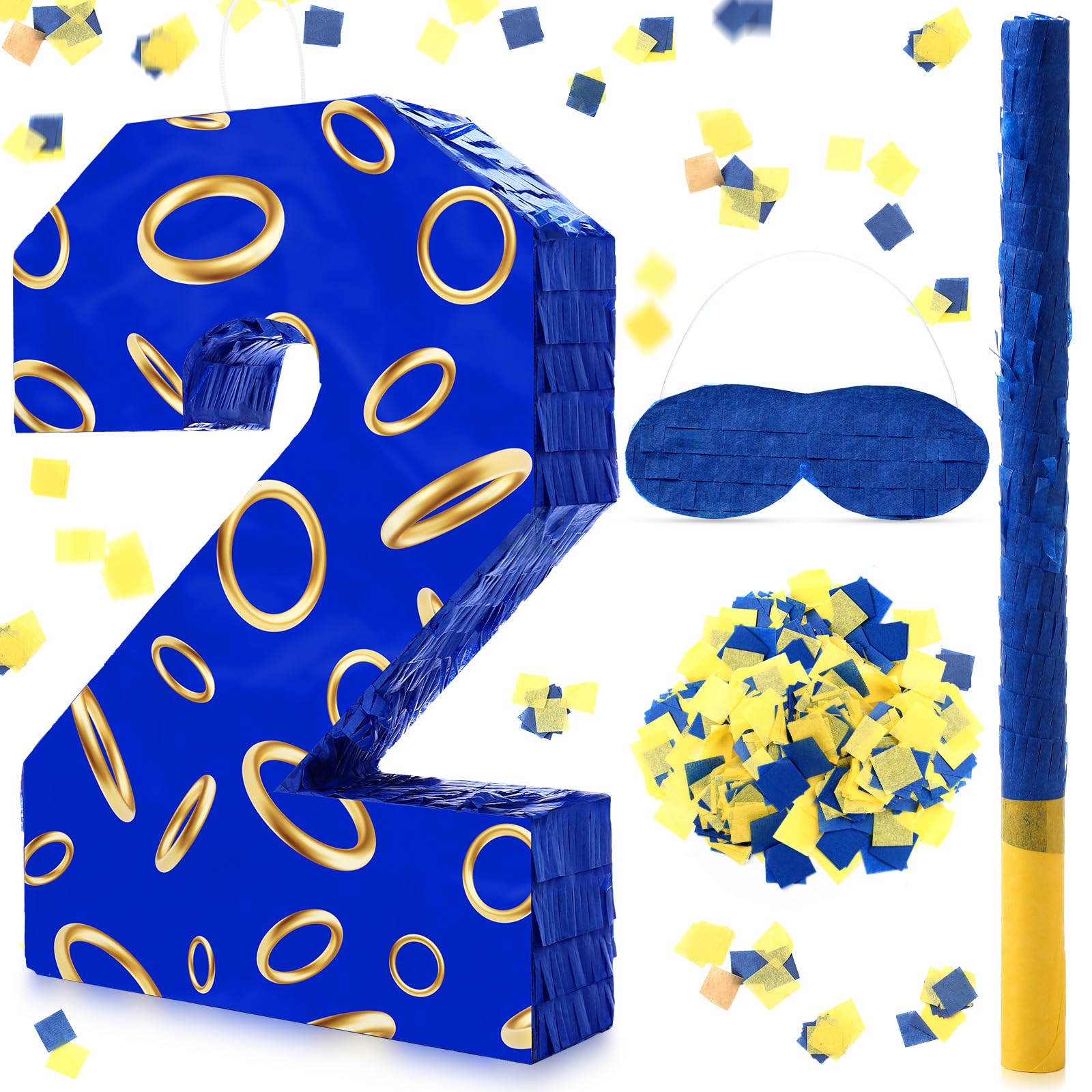 Snapklik.com : Simgoing Blue And Golden Rings Pinata For Birthday ...