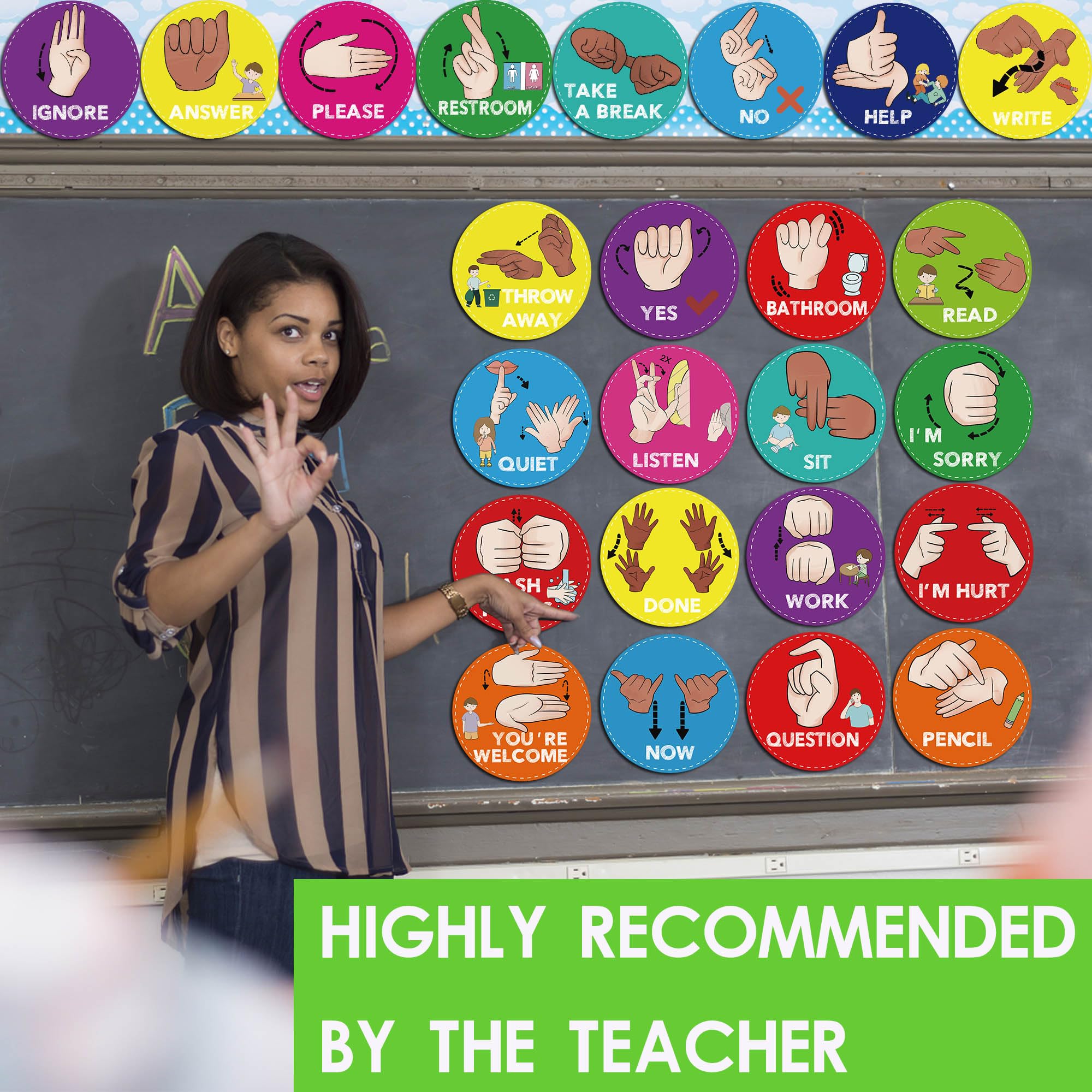 American Sign Language Hand Signal Cards For Students ASL Classroom ...