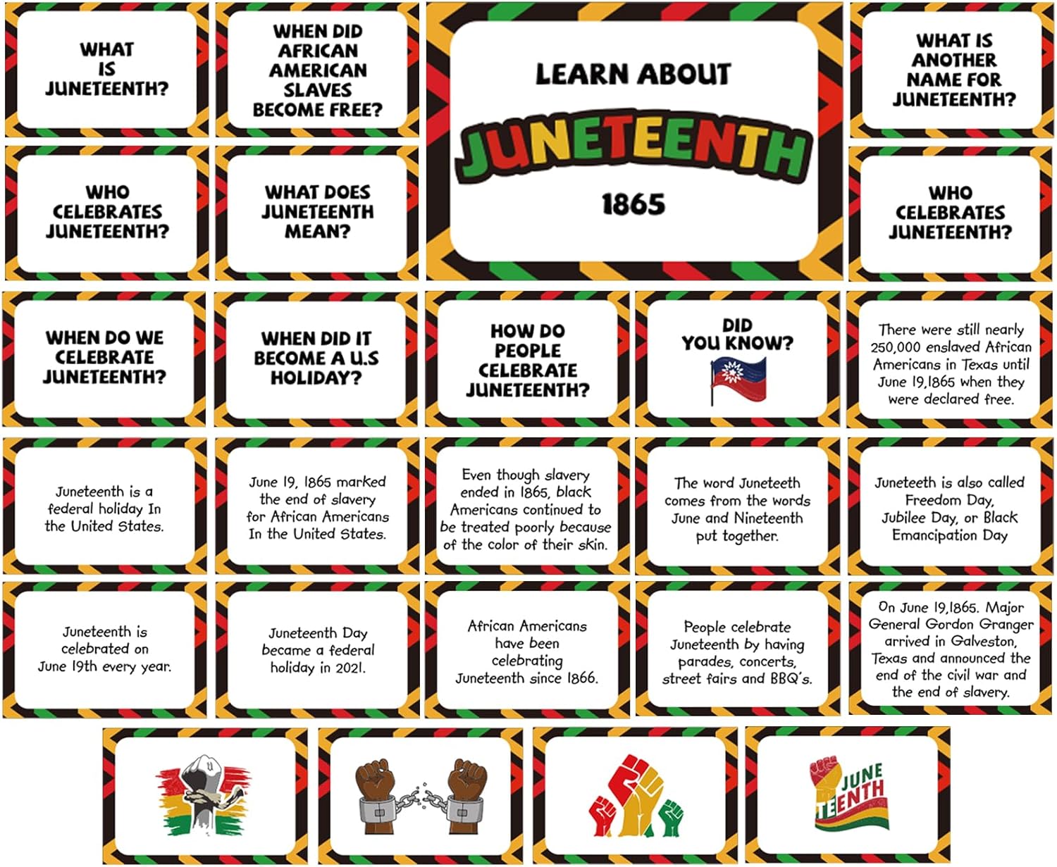 Amazon.com: Dreasmt Juneteenth Bulletin Board Classroom Decoration for ...