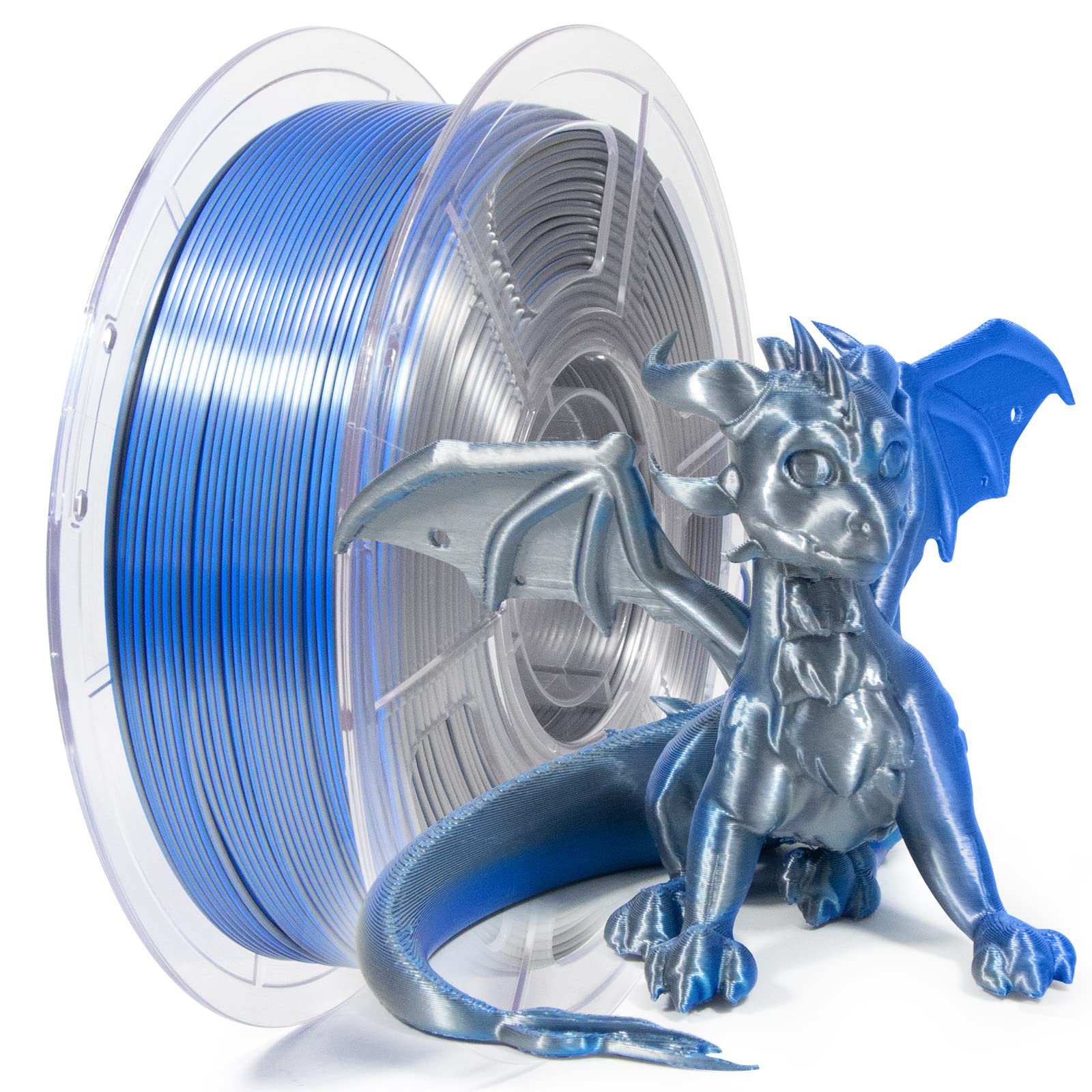 Snapklik.com : Silk PLA Filament 1.75mm, Dual Color Co-Extrusion Blue ...
