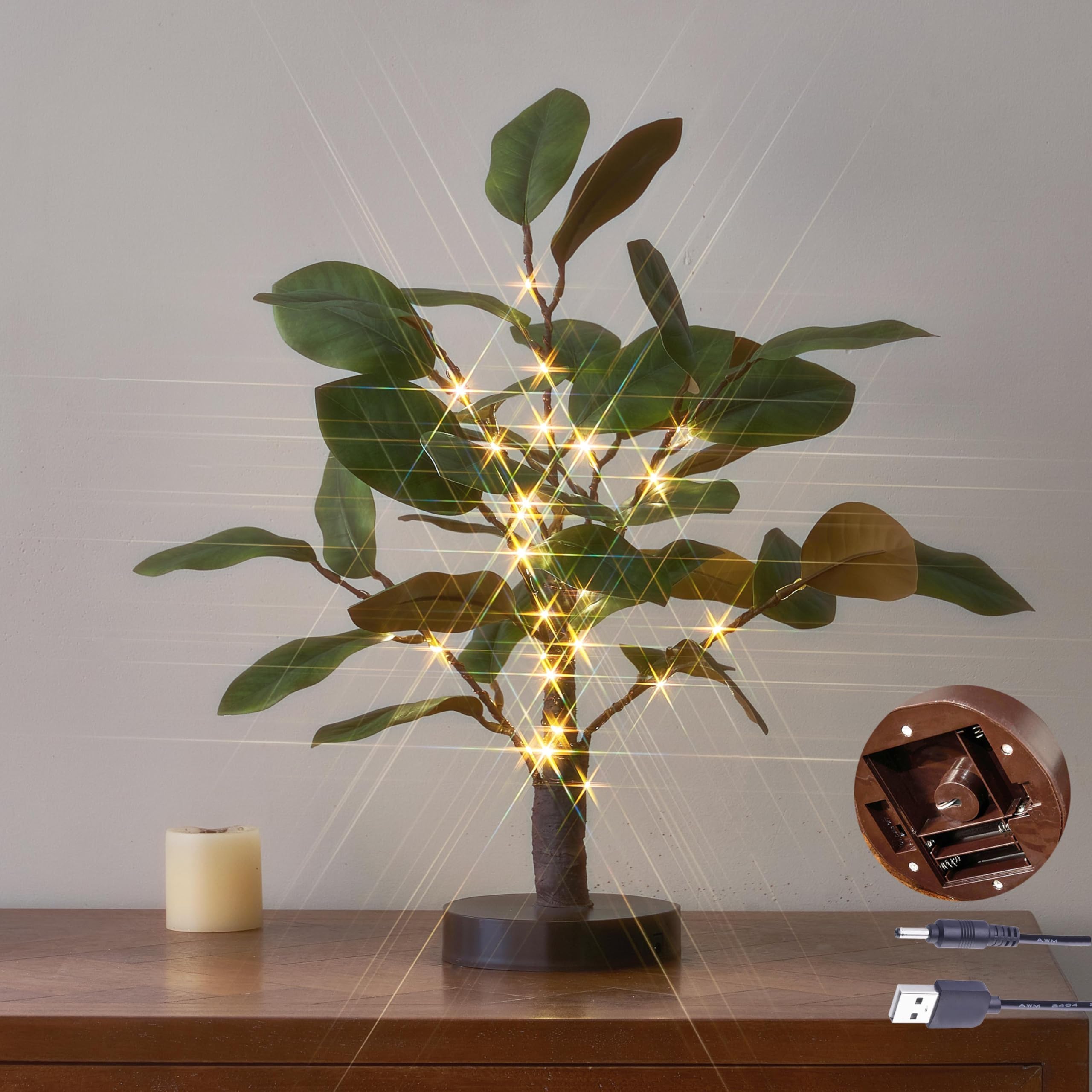 Amazon.com: 24 Inch Eucalyptus Tree with Lights - 2FT Lighted ...