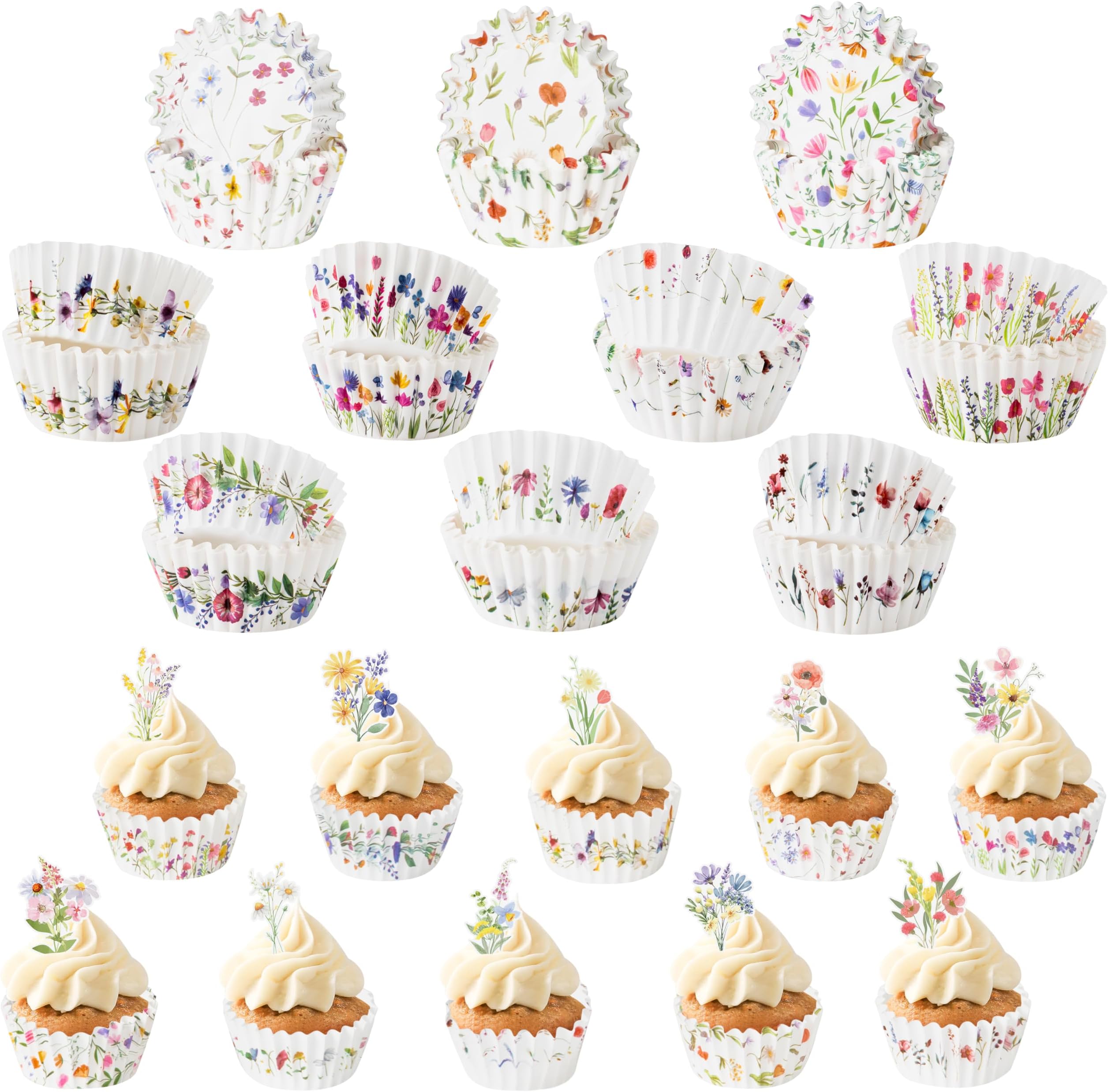 Amazon.com: COcnny Flower Mini Cupcake Liners - 300pcs Wild Flower ...