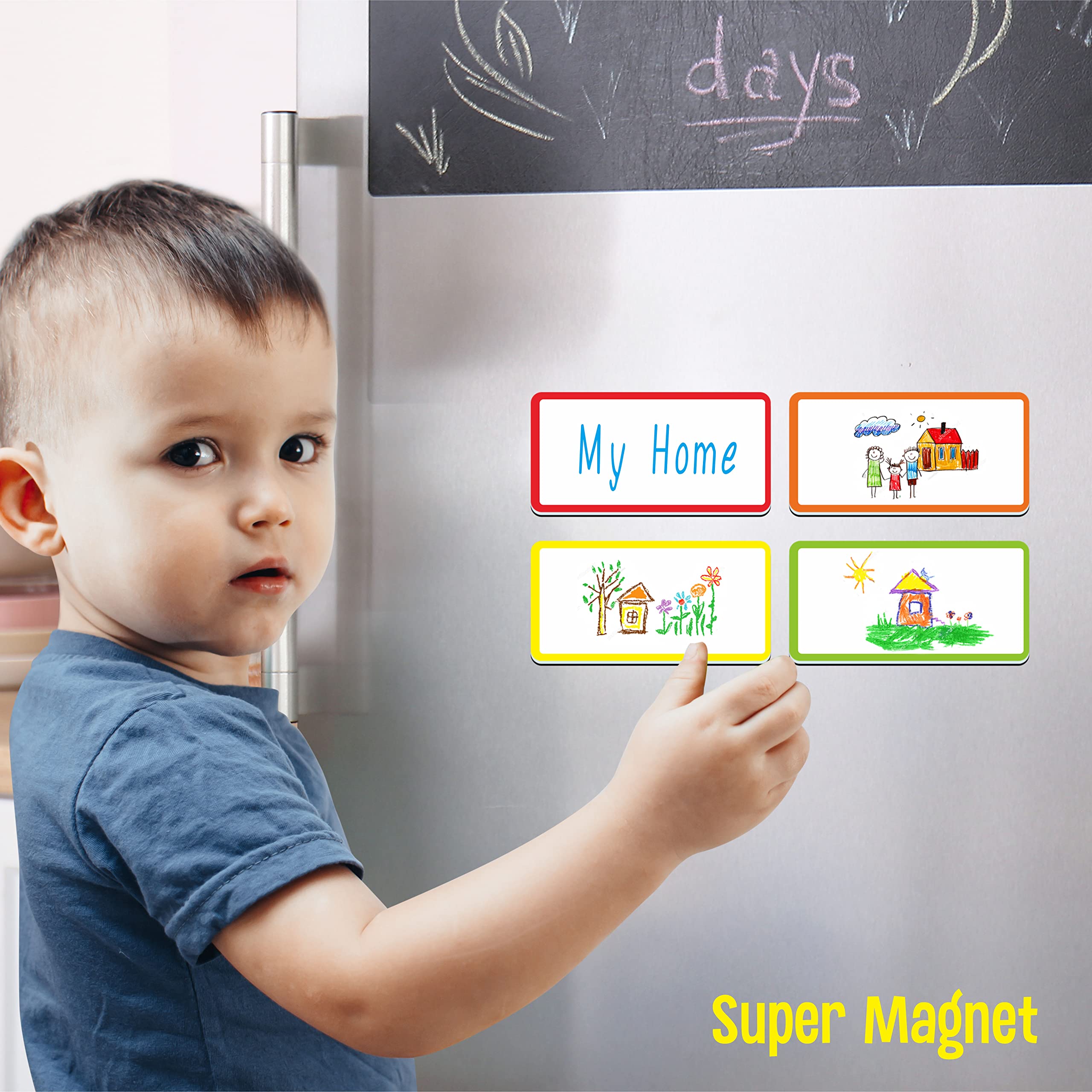 Snapklik.com : Magnetic Name Tag Label, 55 PCS Dry Erase Reusable Neon ...