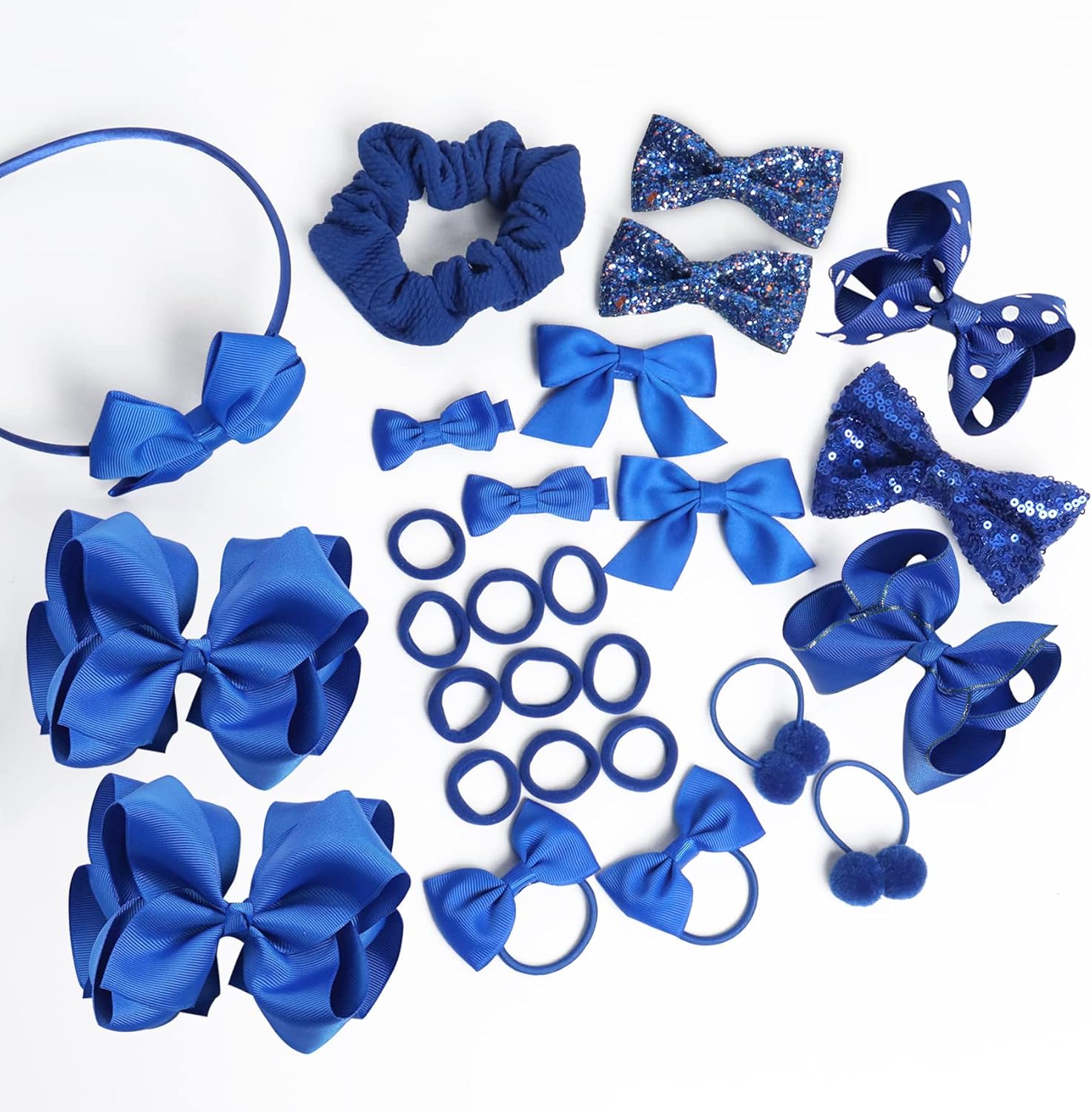 27Pcs Hair Accessories for Girls, School Set Blue Hair Bows Clips ...