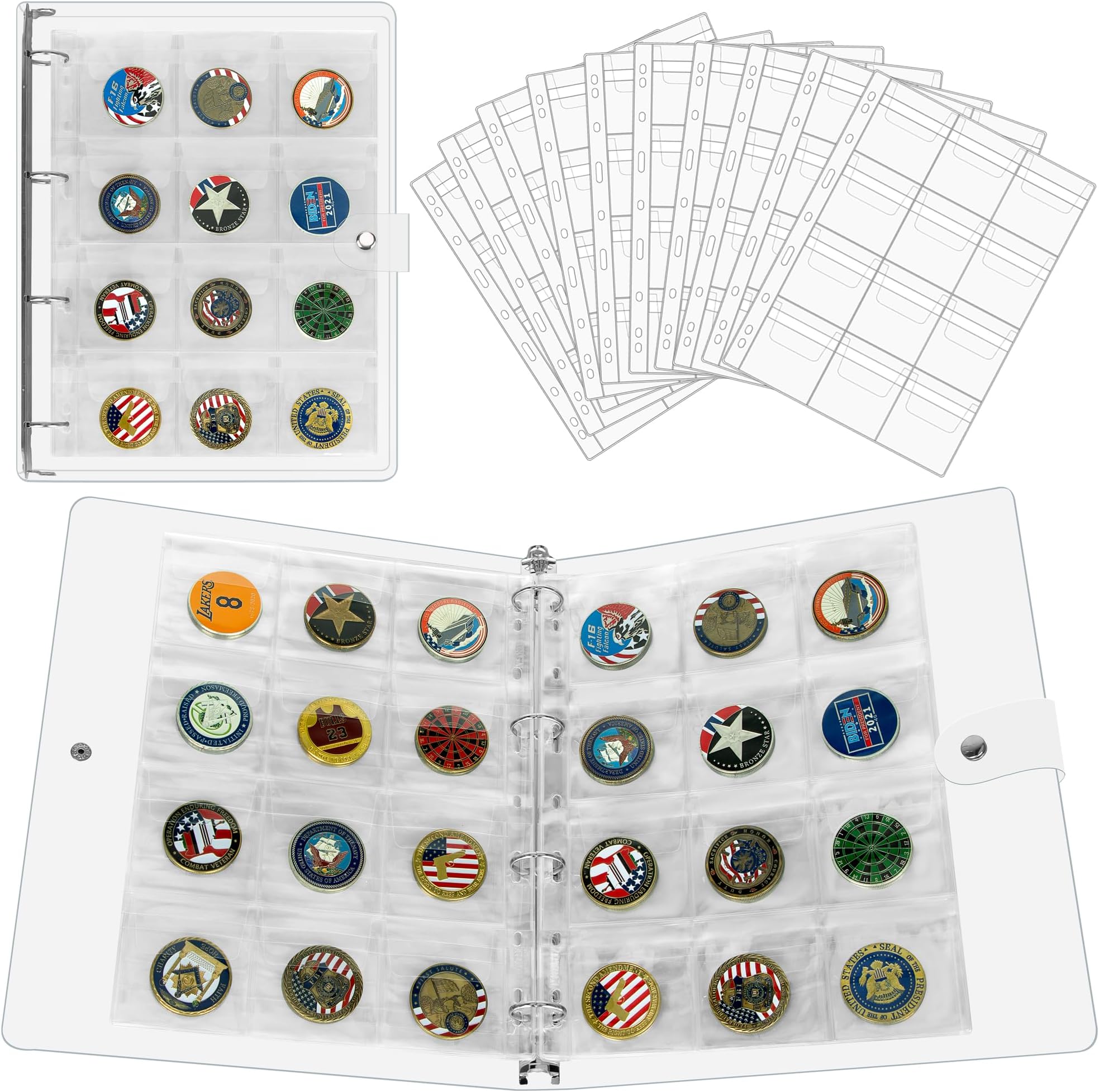 Amazon.com: PACMAXI 120 Pockets Challenge Coin Storage Book, 10 Sheets ...