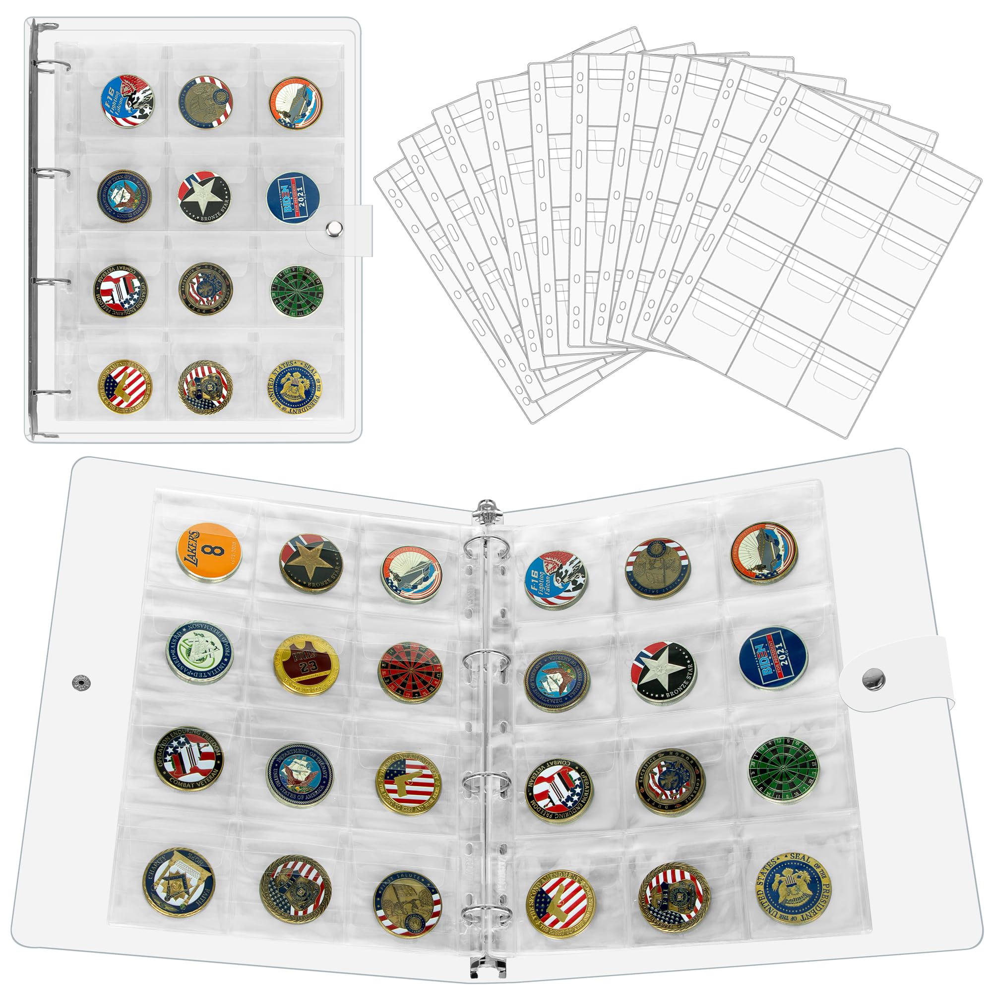 Amazon.com: PACMAXI 120 Pockets Challenge Coin Storage Book, 10 Sheets ...