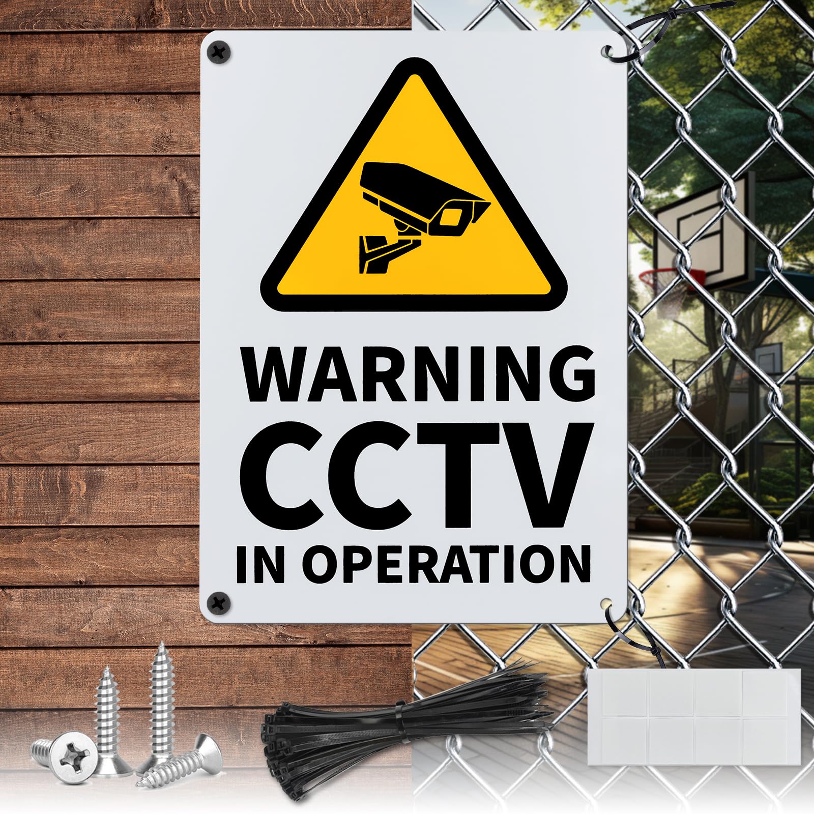Cctv Sign Board Camera Surveillance Sign On Hexagon Board, Camera,