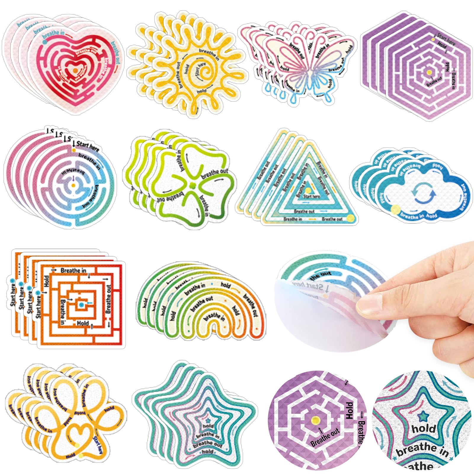 Snapklik.com : 48 Pcs Breath Calm Anxiety Sensory Stickers Tactile ...