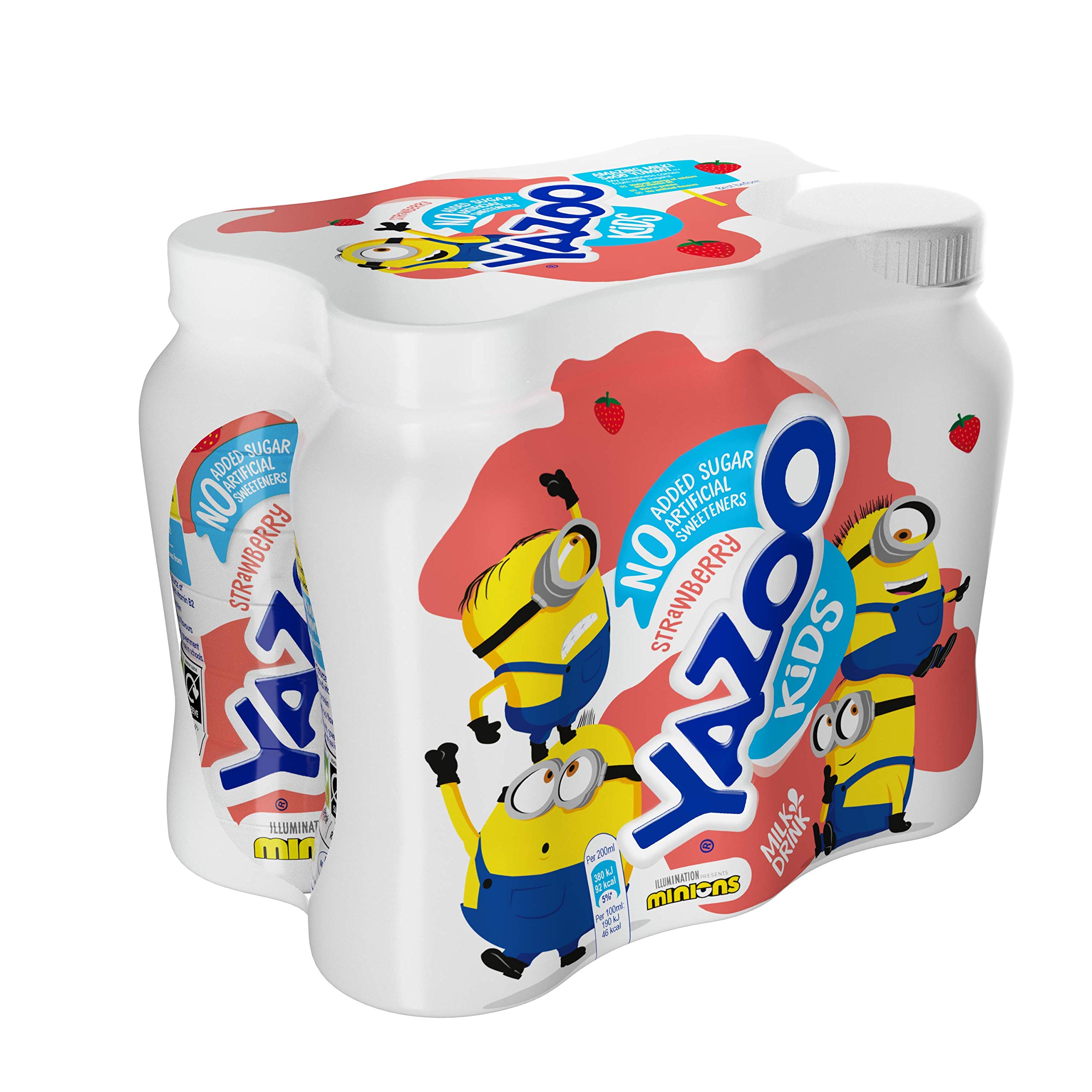 YAZOO Kids No Added Sugar Strawberry Milk Drink 200ml (Pack of 24): Buy ...