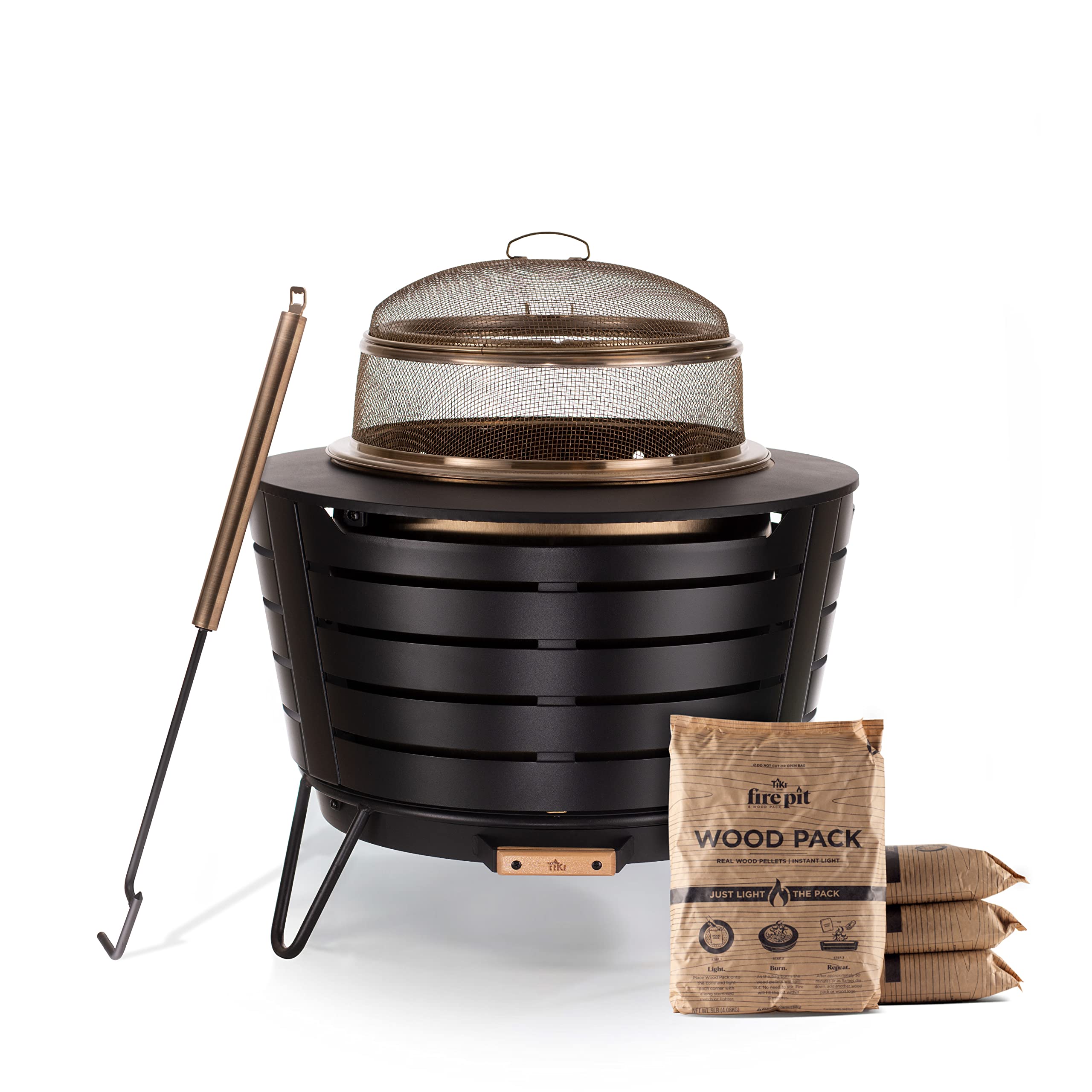 Amazon.com : TIKI Brand Smokeless Patio Fire Pit with Screen and Poker ...