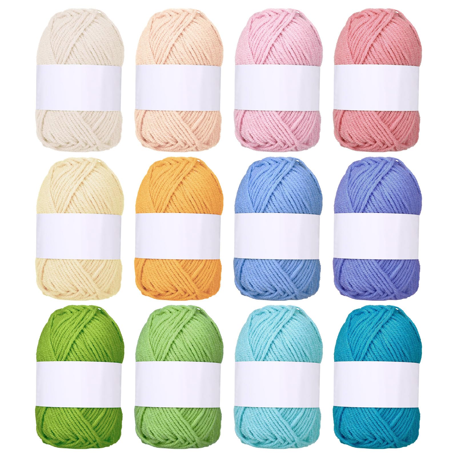 Amazon | LIHAO 毛糸 1玉25g 12色セット 中細 アクリル 糸 約180m 編み物 編み糸 織り糸 | 毛糸 通販