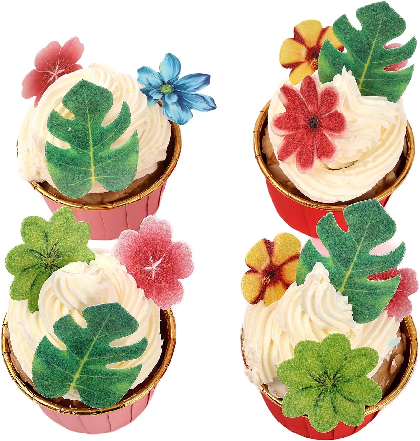 Amazon.com: YOcity 83pcs Monstera Tropical Leaves Flowers for Cake ...
