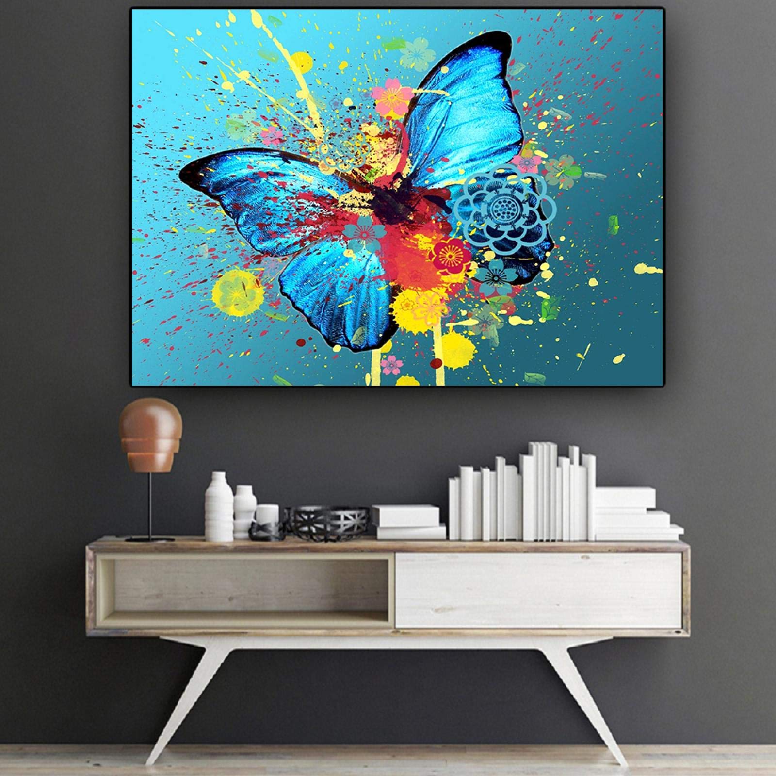 Mariposa Azul De Arte Abstracto Mariposa Azul Morfo Y Notas. Melodía