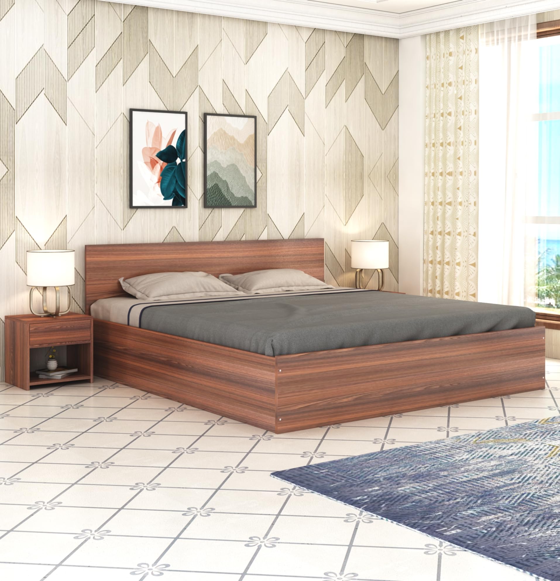 Modern Nest Engineered Wood Queen Bed with Box Storage | Box Bed Queen ...