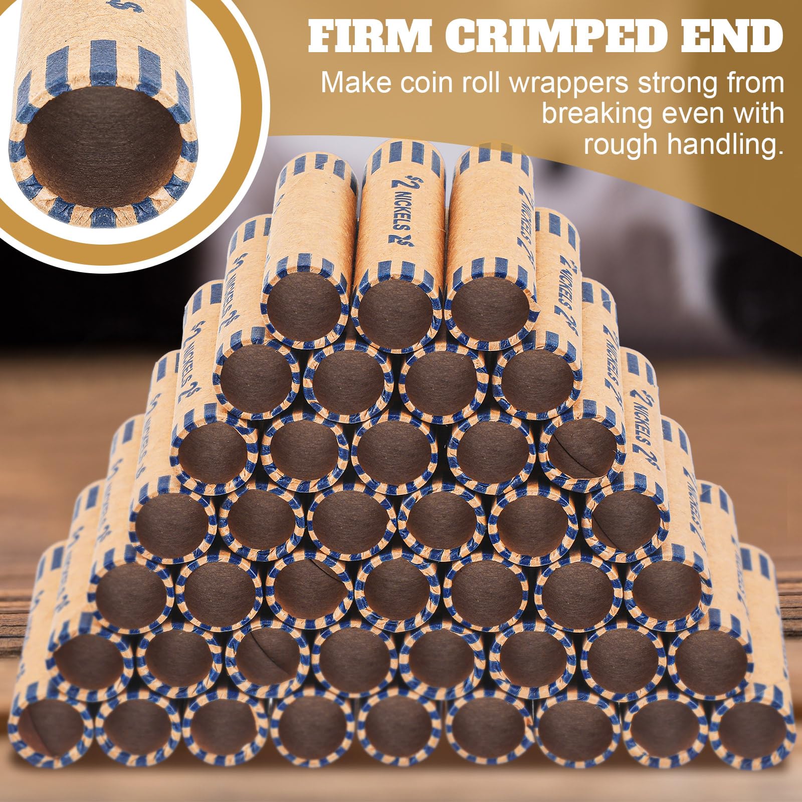 Coin Rolls Wrappers 2pcs 72 Rolls Preformed Coin Wrappers Paper Tubes ...