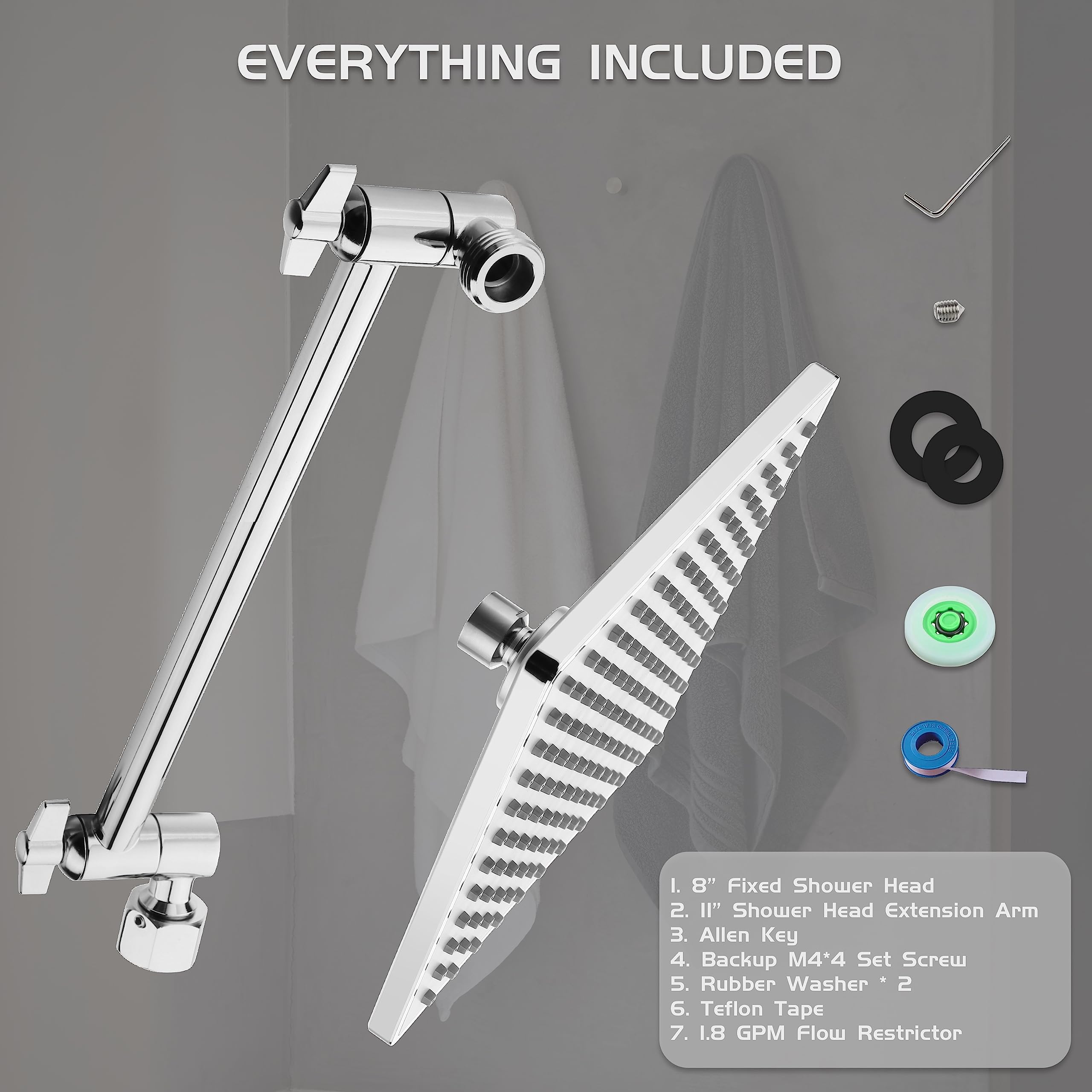 8'' Rain Shower Head with 11'' Extension Arm- ?¥ƒ« ?¥ù??¥ù??¥ù? ?¥ƒ ...