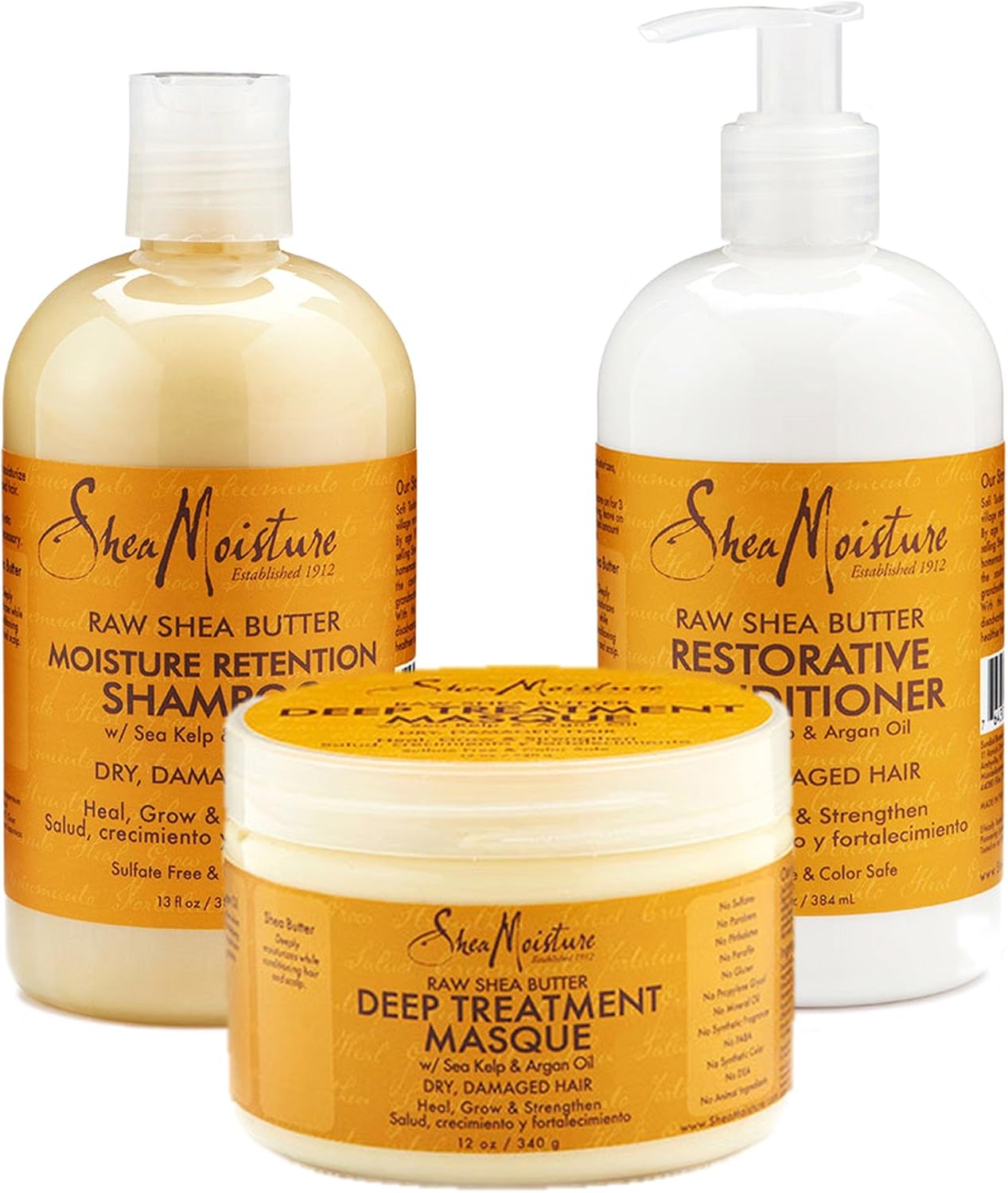 Shea Moisture Raw Shea Butter Restorative Shampoo, Conditioner and Deep ...