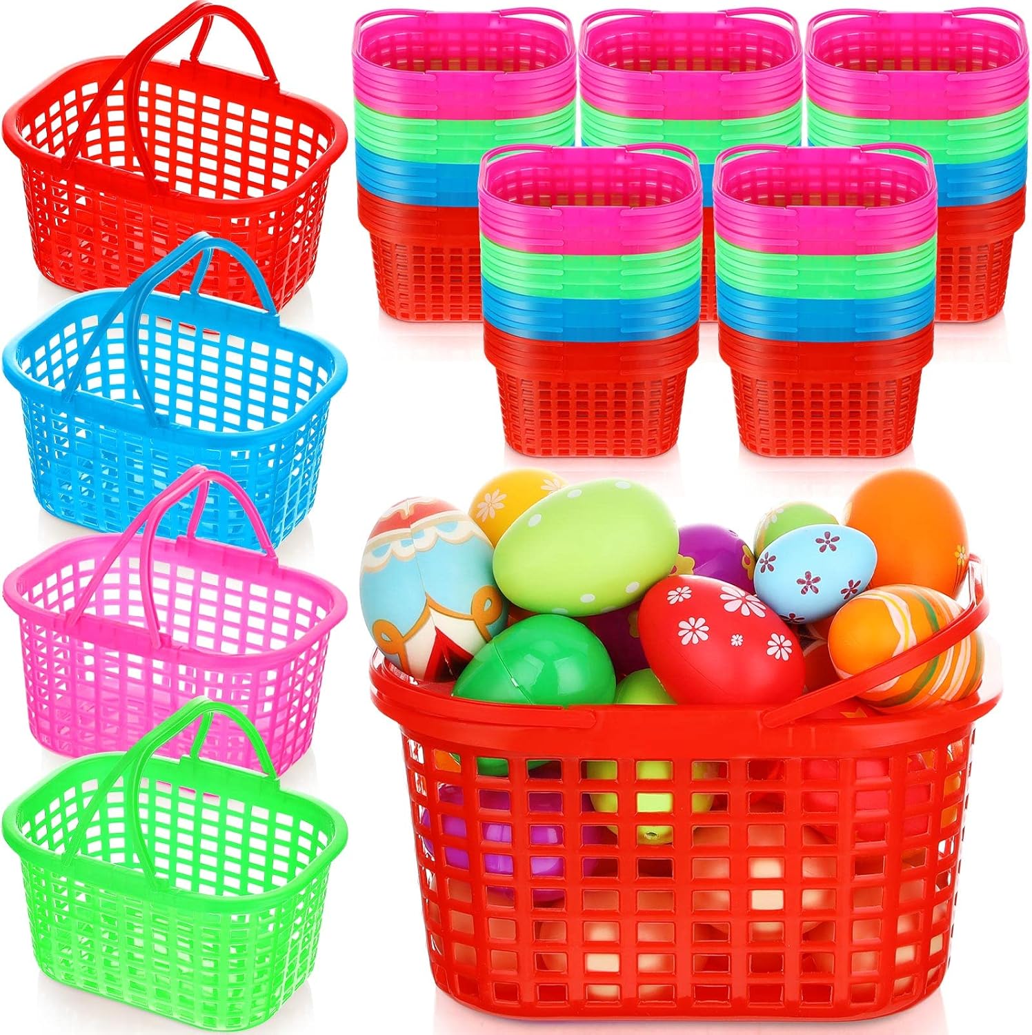 Amazon.com: 100 Pcs Plastic Easter Basket Bulk for Egg Hunts Plastic ...