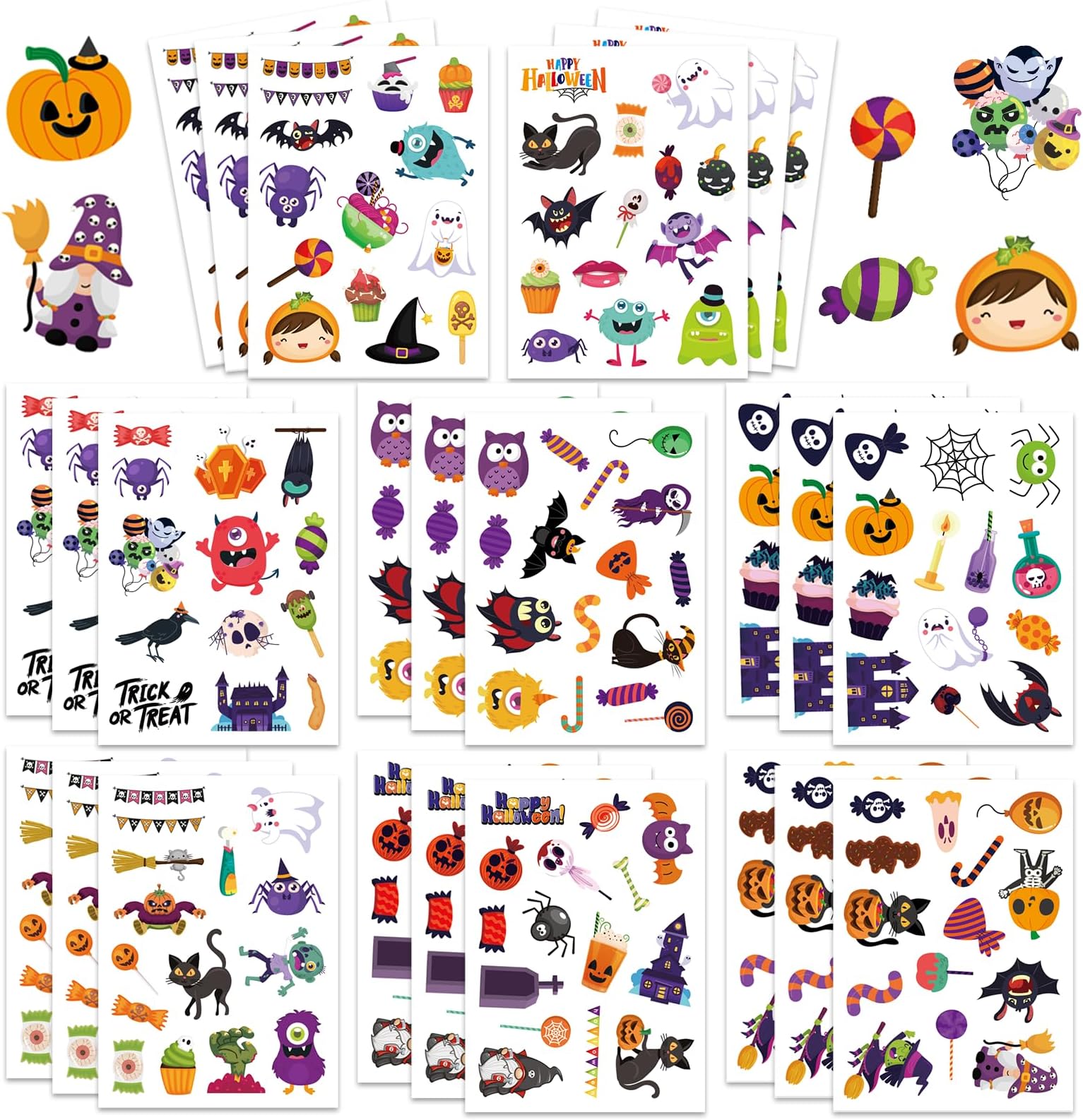 Amazon.com: 60 Sheets Halloween Stickers Crafts for Kids - Make-A ...