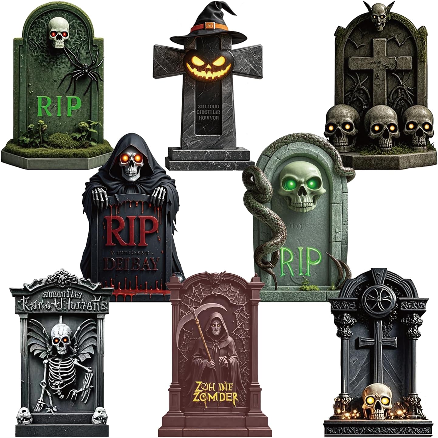 Amazon.com : Halloween Tombstones Outdoor Yard Sign, 8PCS Graveyard ...