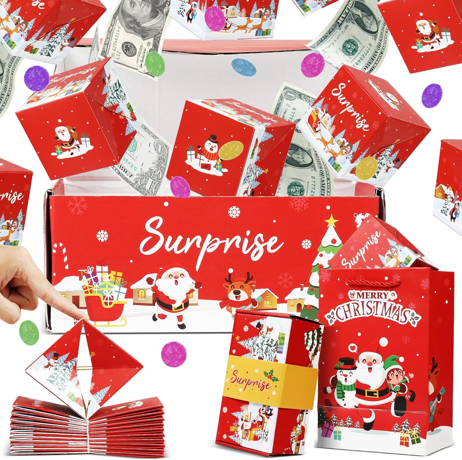 Amazon.com: Christmas Surprise Gift Boxes Explosion for Money Cash Pop ...