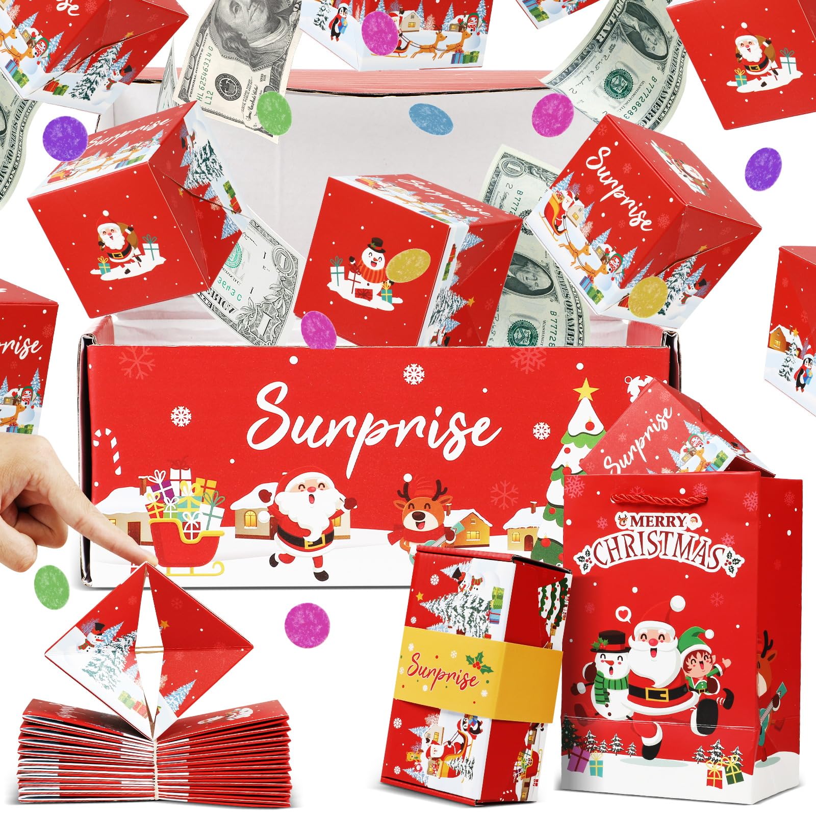 Amazon.com: Christmas Surprise Gift Boxes Explosion for Money Cash Pop ...
