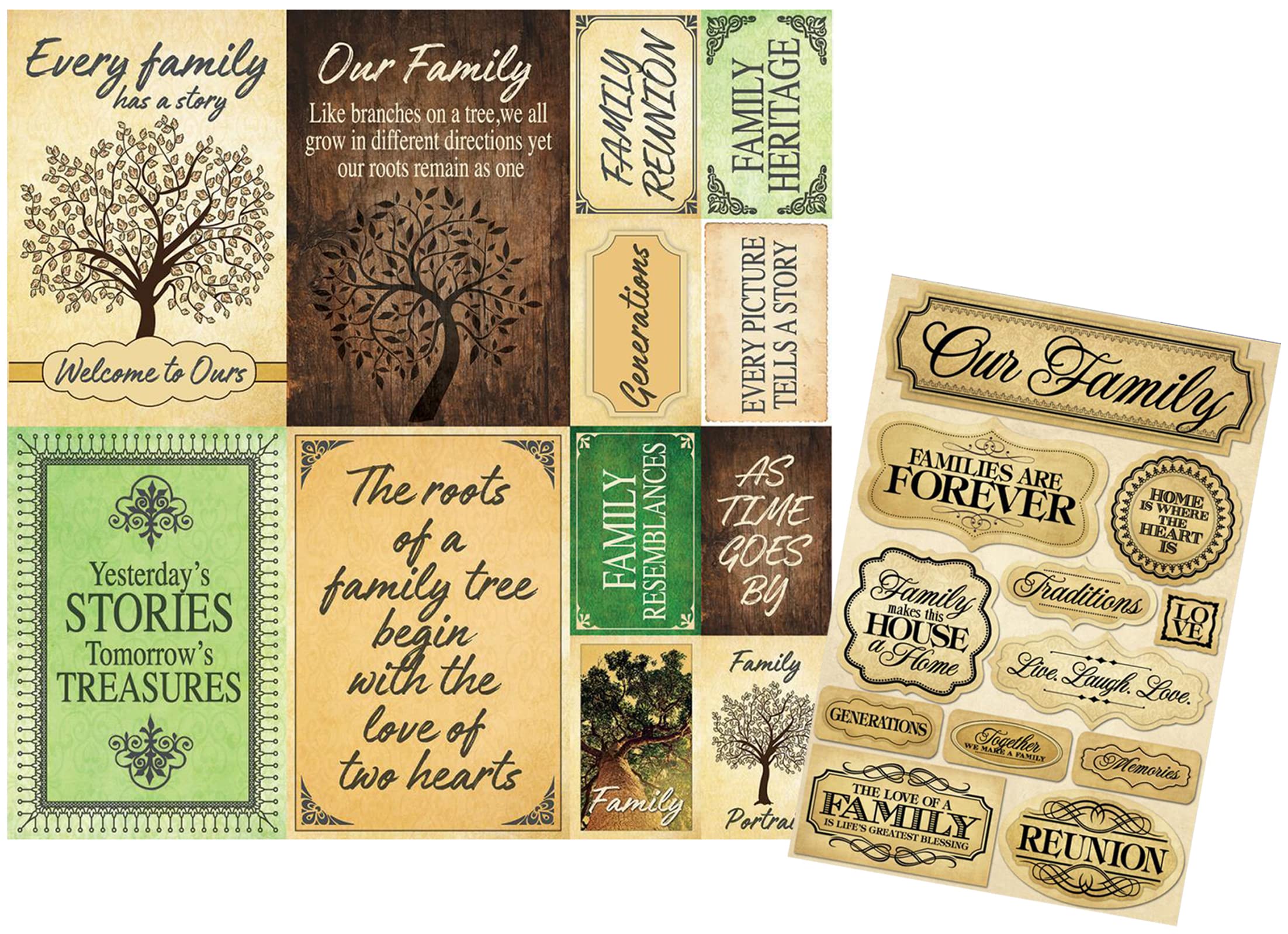 Amazon.com: Vintage Style Family Tree Stickers for Scrapbooking ...