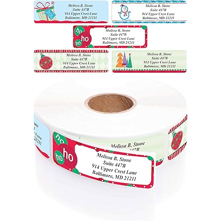 Amazon.com : Holiday Assorted Rolled Return Address Labels with Elegant ...