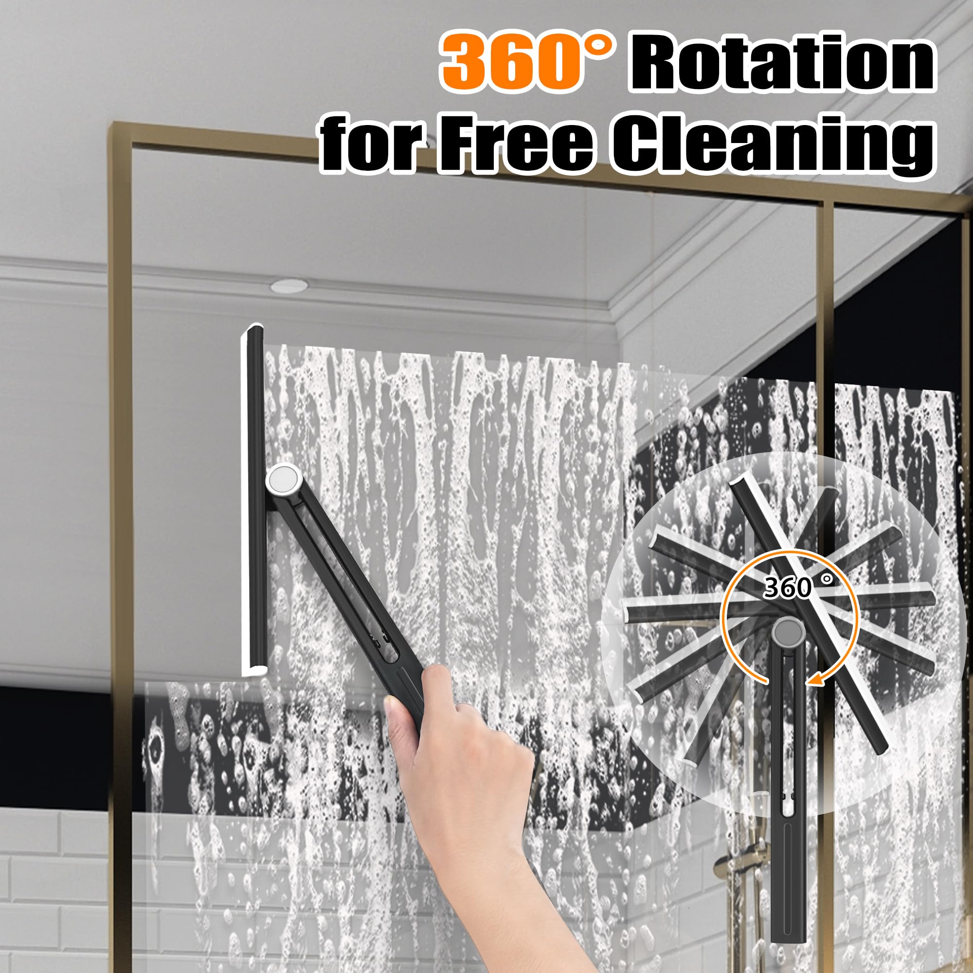 Snapklik.com : Shower Squeegee 2 Packs For Glass Doors, All-Purpose 360 ...