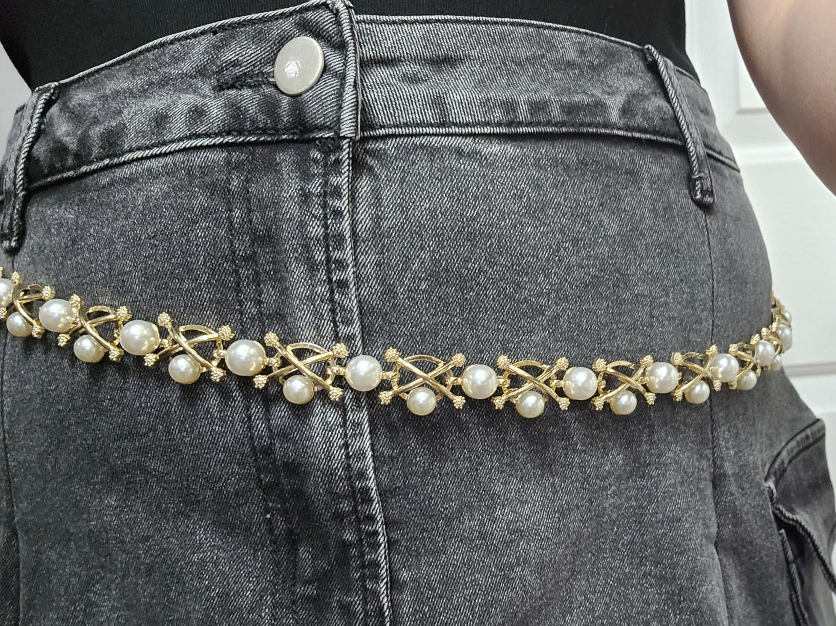 Wriidy Pearl Belt Gold Women Adjustable Waist Jewelry Accessories for ...