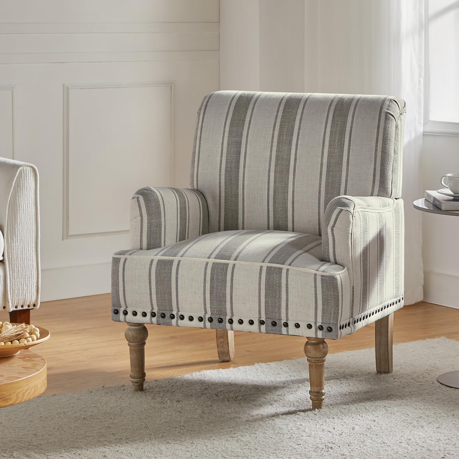 Amazon.com: HULALA HOME Modern Accent Chair with Wooden Legs & Nailhead ...