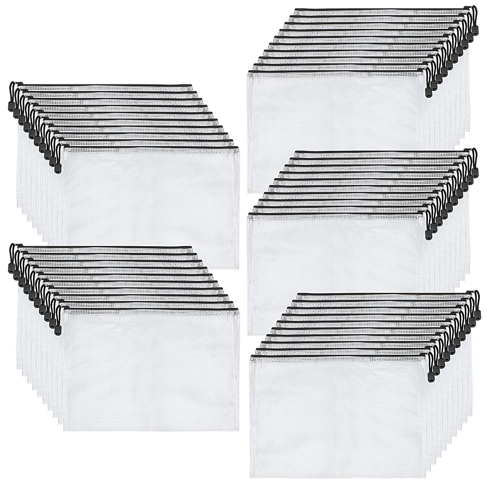 JIAYUET 50 PCS A4 Black Zip Wallets, A4 Plastic Ziplock Folders Bag ...