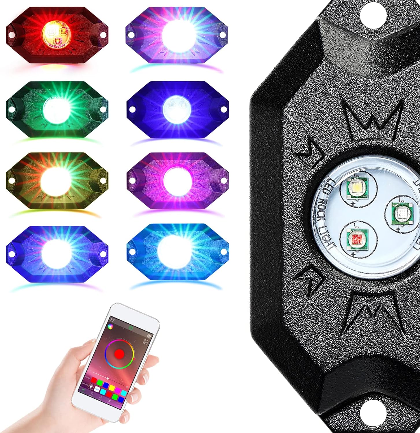 Amazon.com: Auxbeam Rock Lights 8 Pods RGB LED Rock Lights for Trucks ...