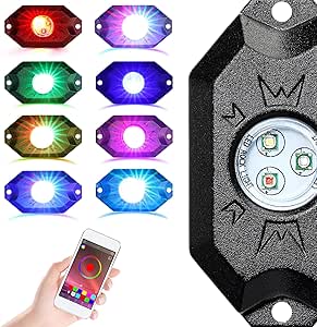 Amazon.com: Auxbeam Rock Lights 8 Pods RGB LED Rock Lights for Trucks Multicolor Changing Rock ...