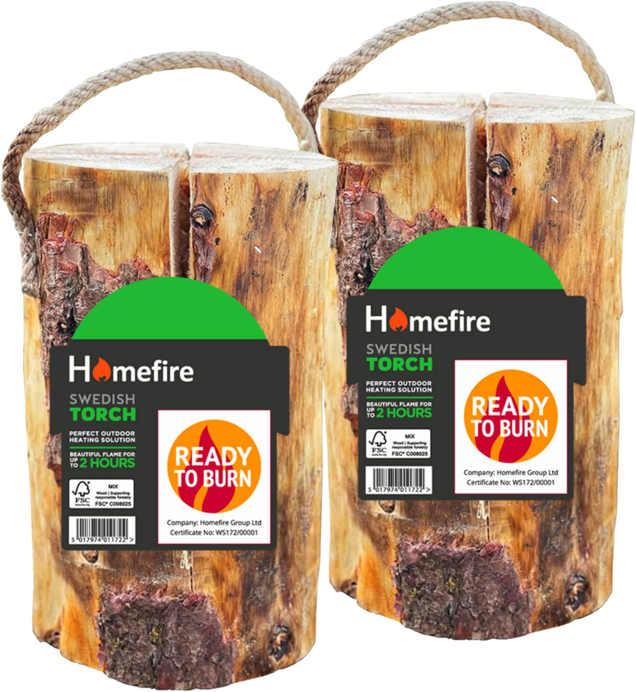 Swedish Log Fire Pit Instant Outdoor Heating 2 Hour Burn Citronella ...