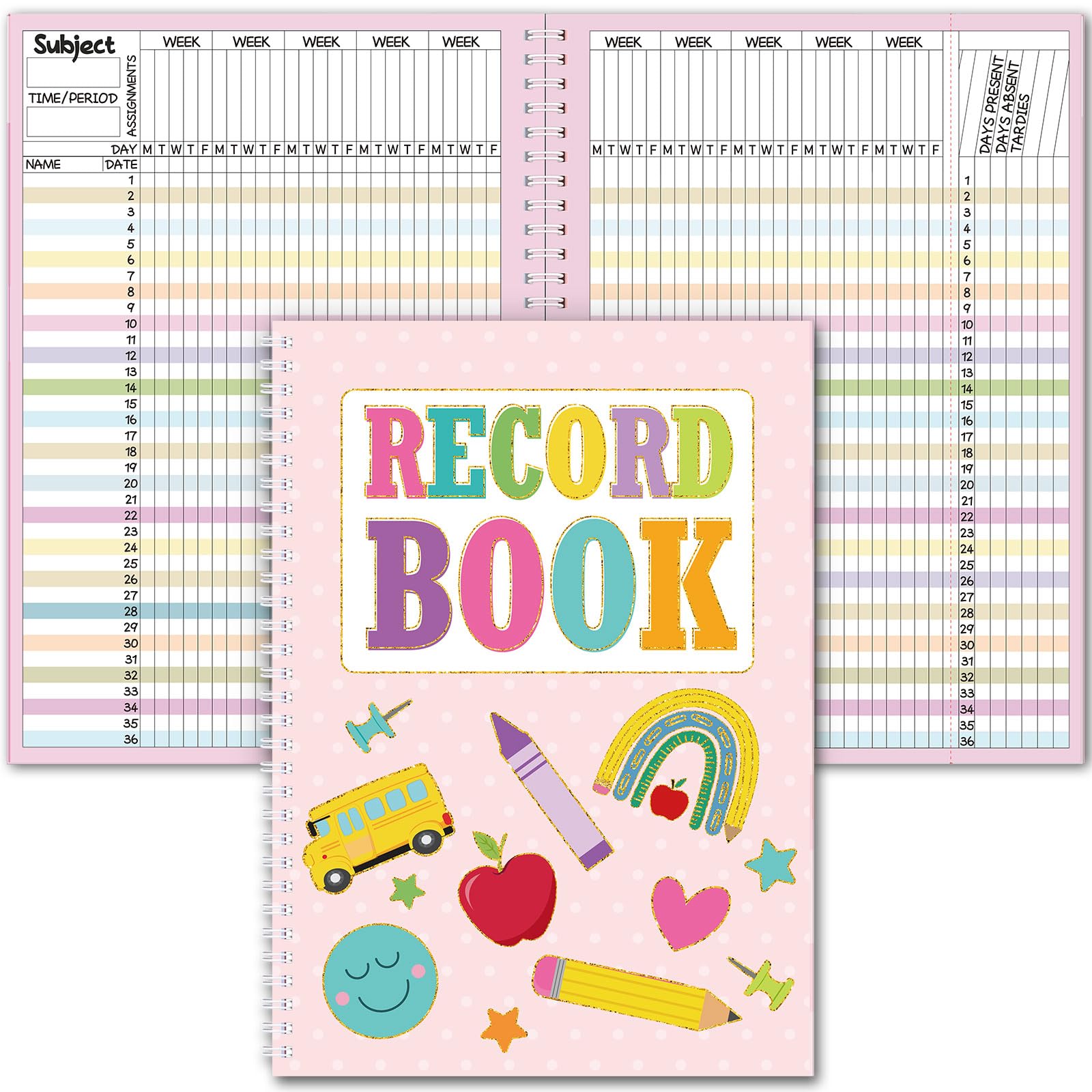 Snapklik.com : Fuyoooo Teacher Record Book Teacher Grade Book Spiral Bound Record Class ...