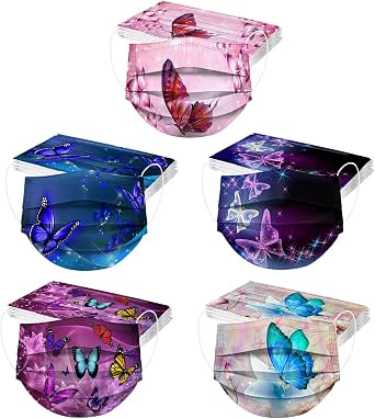 Amazon.com: 50Pack Women's Disposable Masks Breathable Tie Dye with ...
