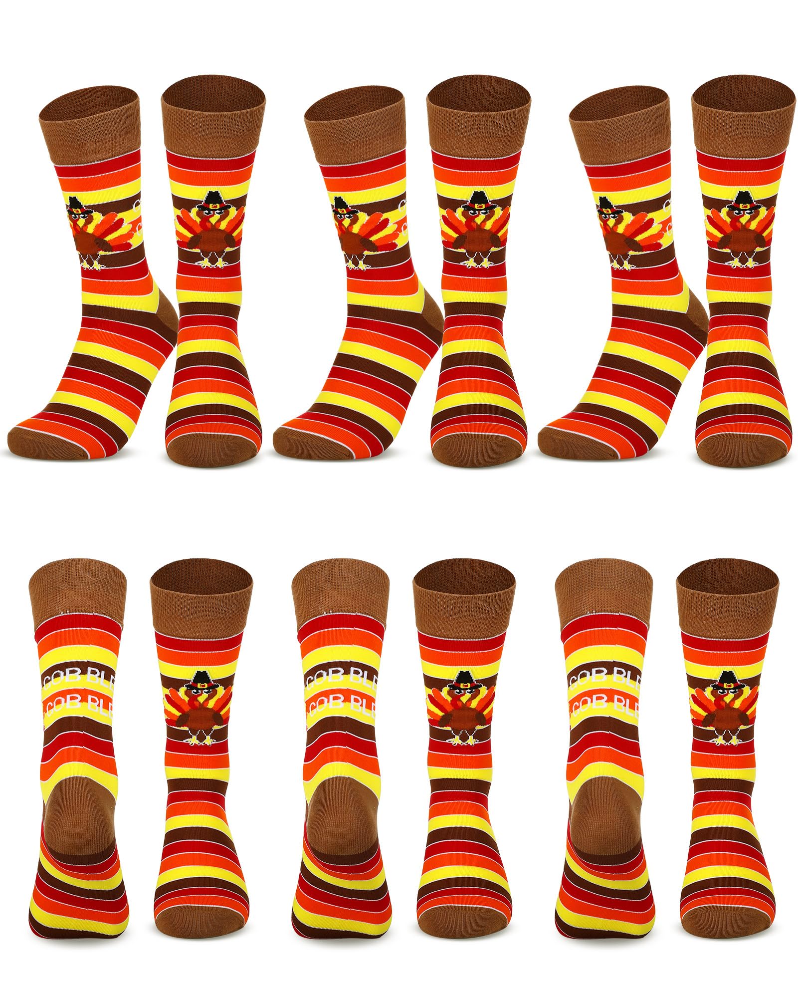 Amazon.com: Liitrsh 6 Pairs Thanksgiving Socks Turkey Printed Mid Calf ...