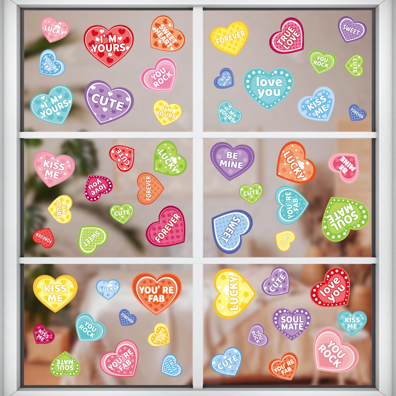 Amazon.com: Valentines Day Window Clings for Glass, 9 Sheets Valentine ...
