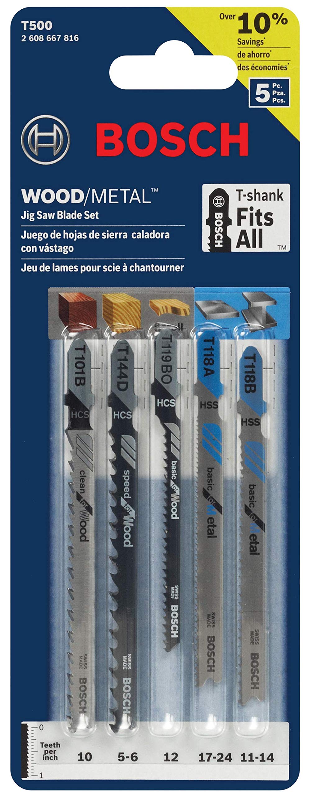 Snapklik.com : Bosch T500 5-Piece T-Shank Jig Saw Blade Set For Wood ...