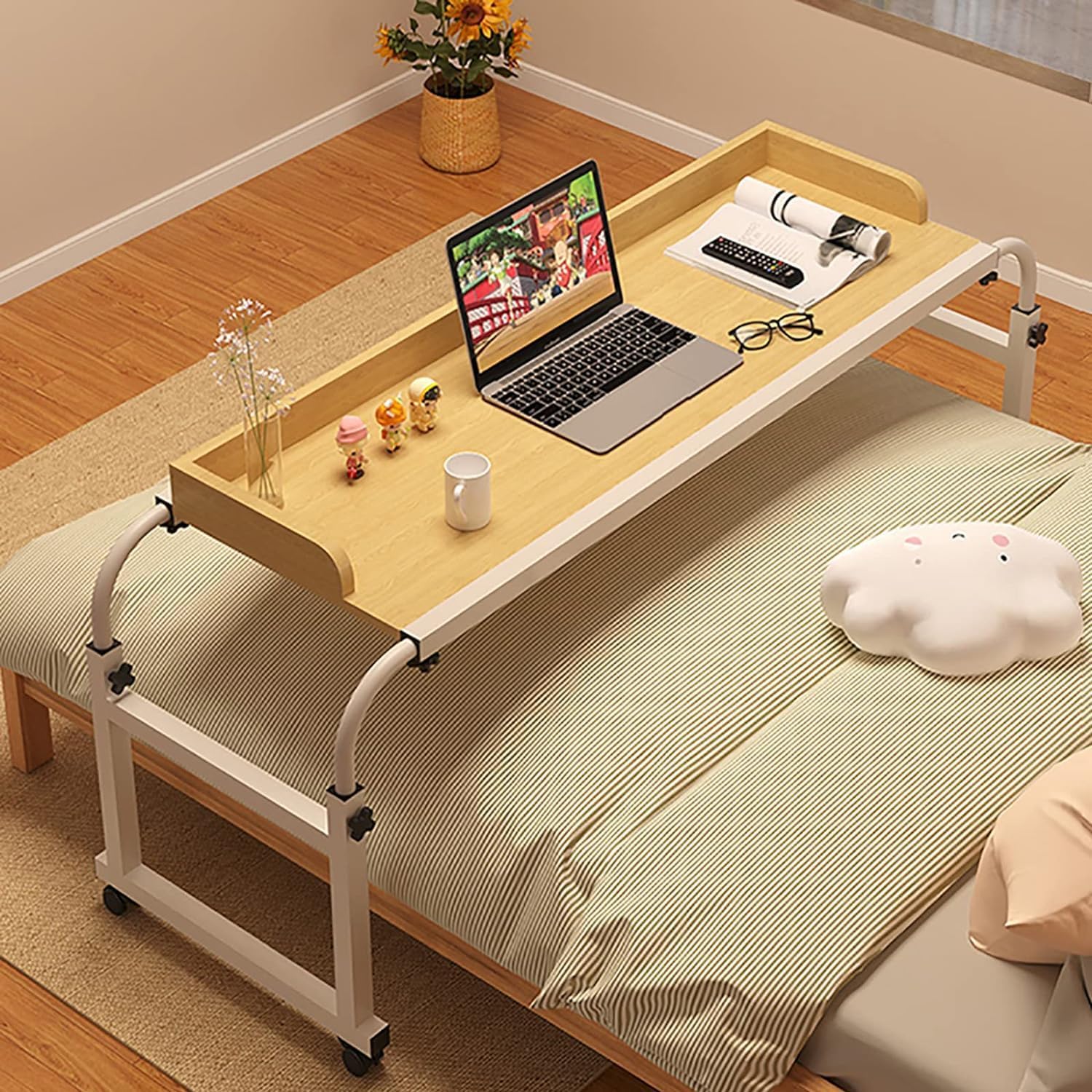 Adjustable Height and Length Overbed Table with Wheels | Mobile ...