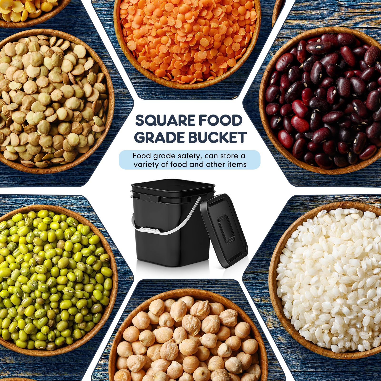 Snapklik.com : Mumufy 5 Pcs 3.5 Gallon Square Food Grade Bucket