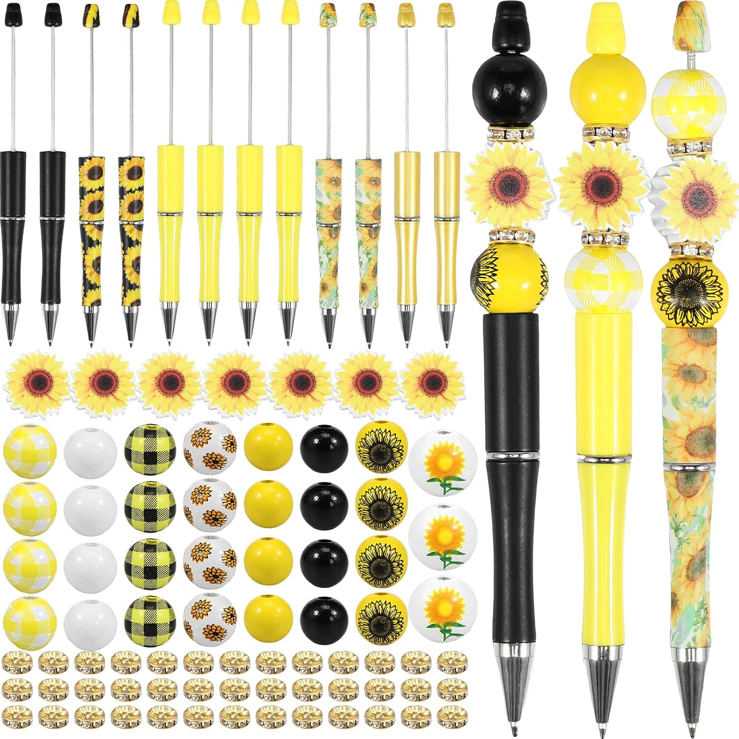 Amazon.com: KOUISYY 12Pcs Beadable Pens, Sunflower Plastic Beadable ...