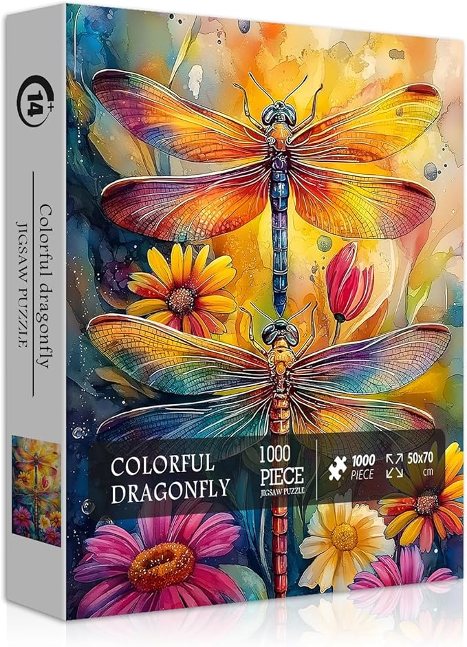 Amazon.com: PICKFORU Colorful Dragonfly Puzzles for Adults 1000 Pieces ...