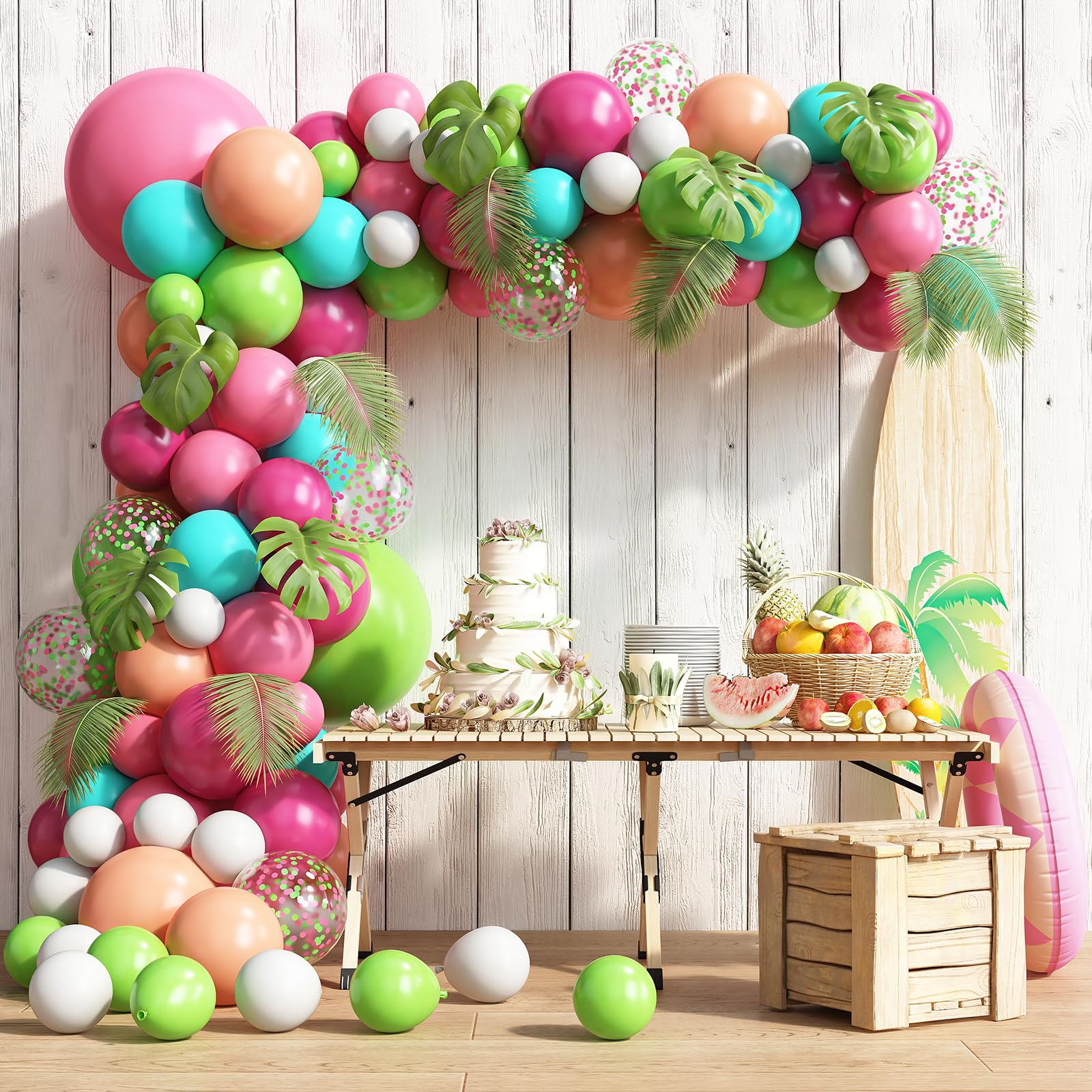 Amazon.com: RUBFAC 138pcs Tropical Balloons Arch Kit, Hot Pink and ...