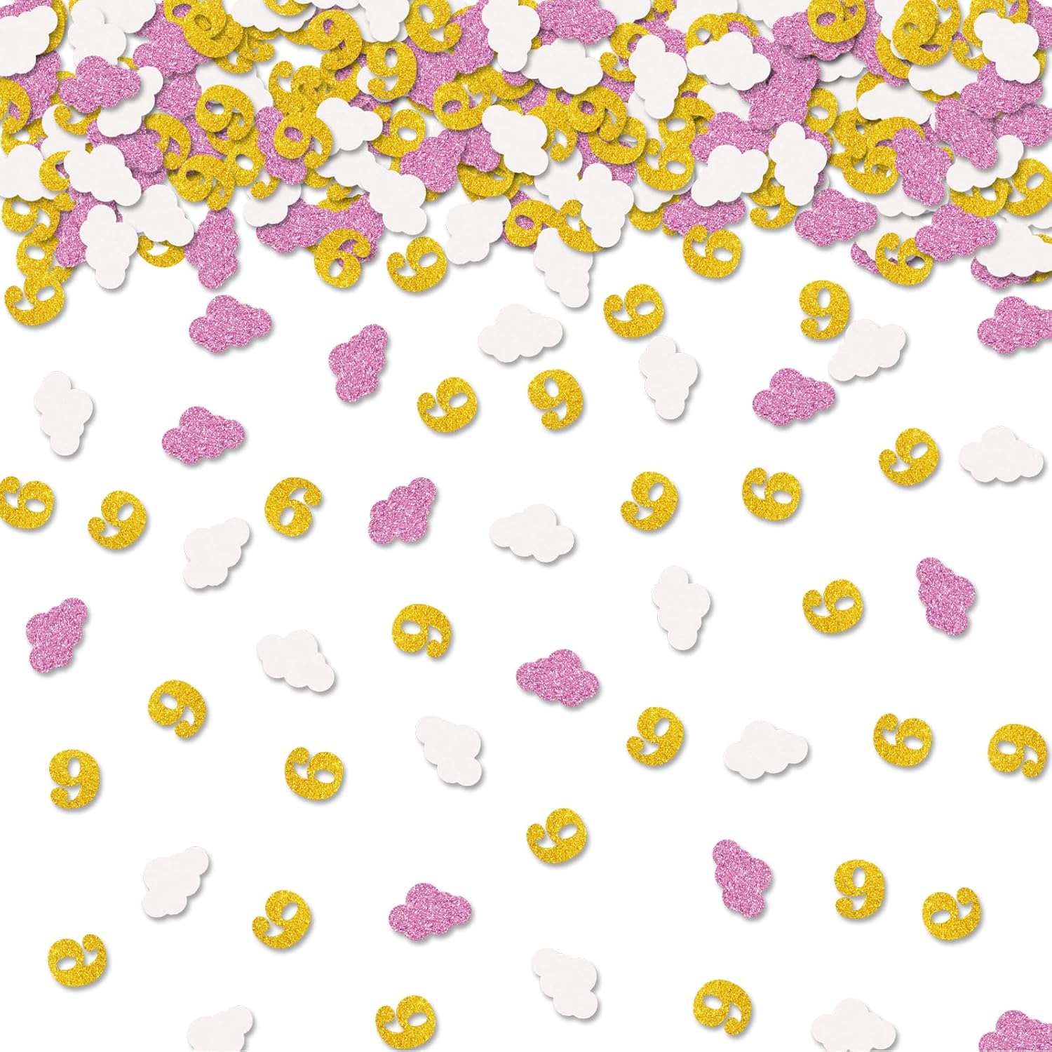 Amazon.com: 100pcs On Cloud 9 Confetti, Pink Glitter Cloud 9 Table ...