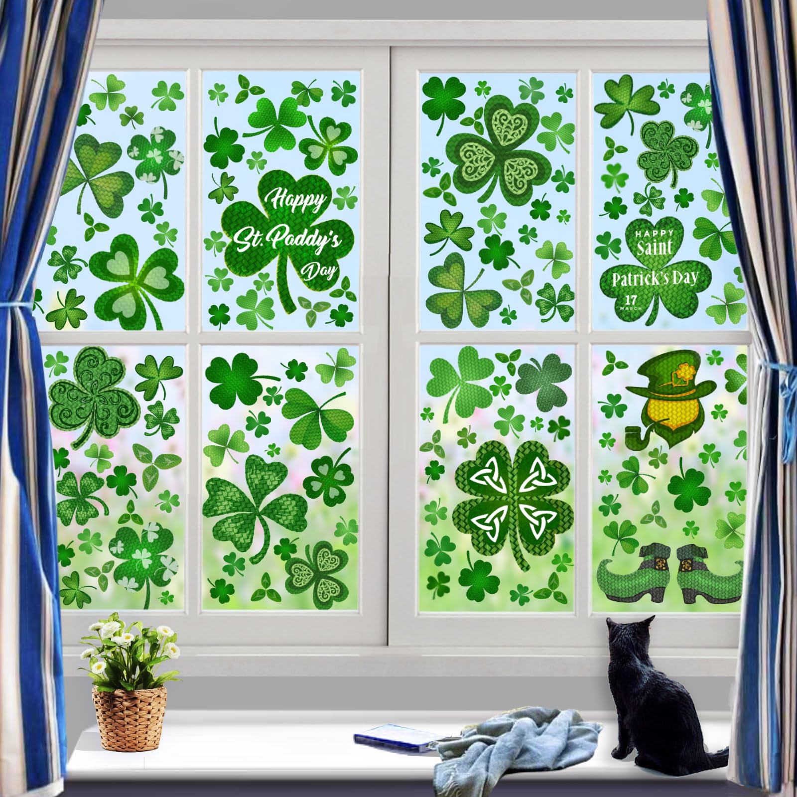 Amazon.com: 132 PCS St. Patricks Day Window Clings, Double Sided Green ...