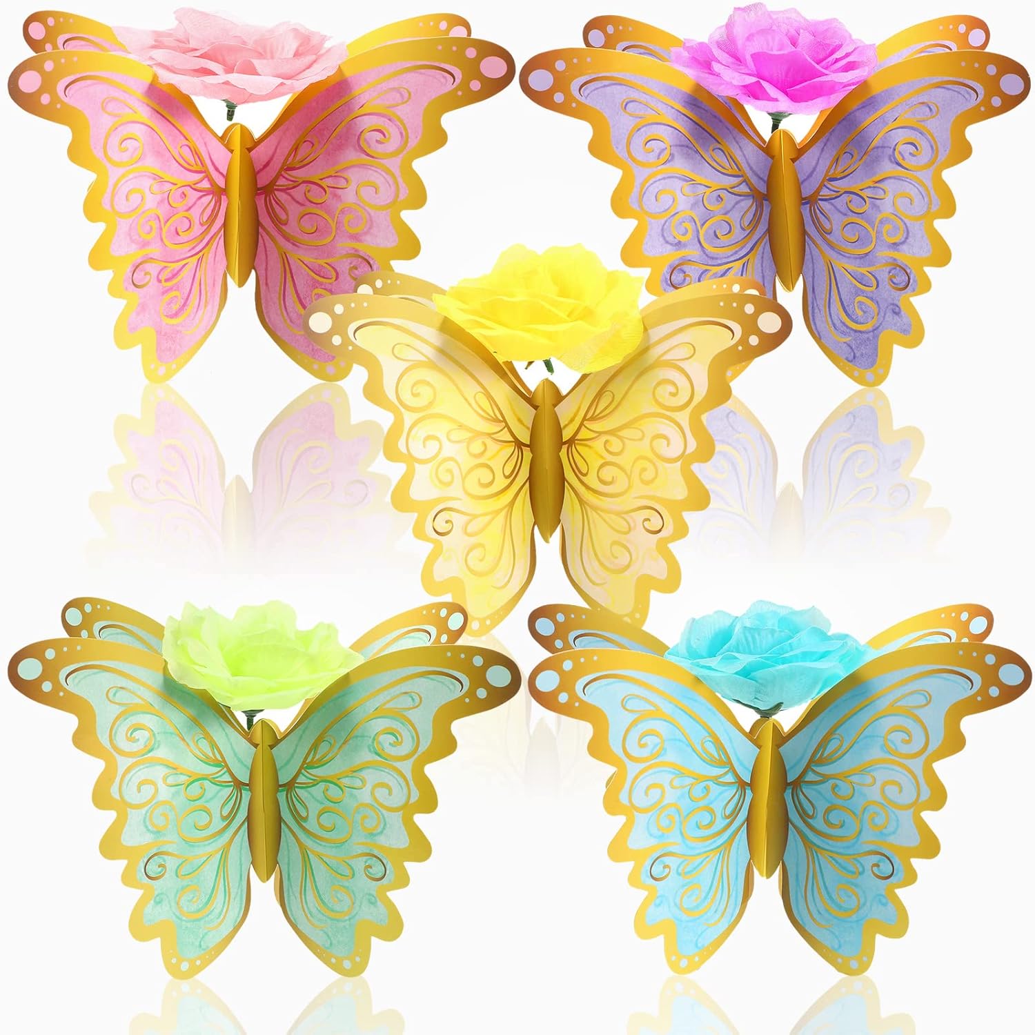 Amazon.com: XunYee 10 Pieces Golden Butterfly Centerpieces for Tables ...