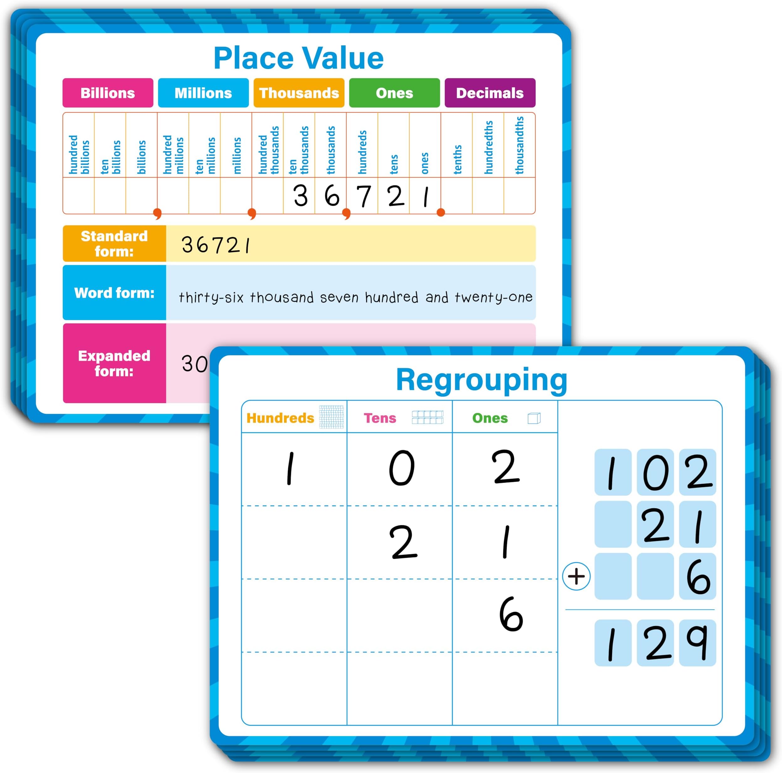 Amazon.com: 8 Packs Place Value Whiteboards, Double Sided Dry Erase ...
