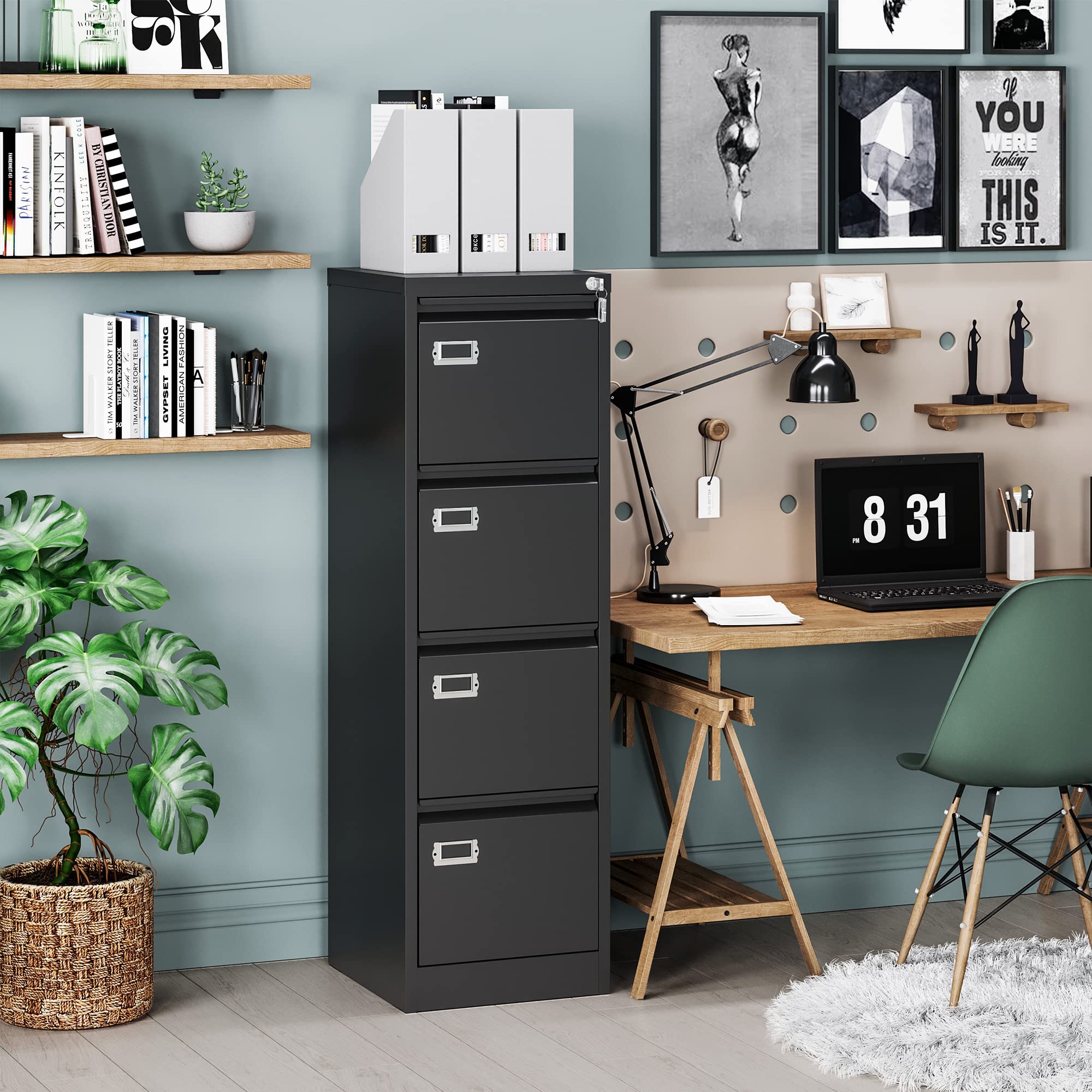 Snapklik.com : Letaya 4 Drawer File Cabinet,Metal Vertical Filing Cabinets